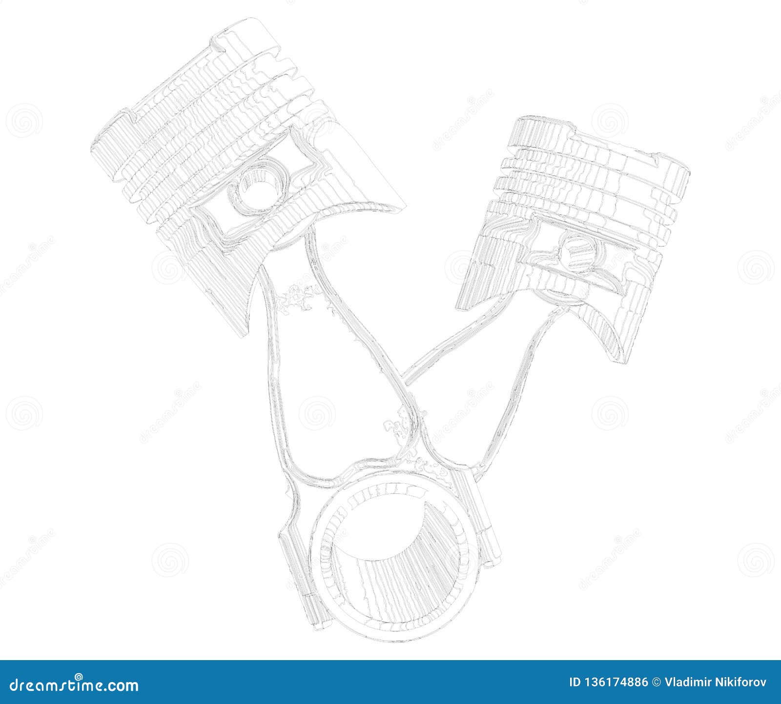 Two Pistons on a White Background Stock Vector - Illustration of ...