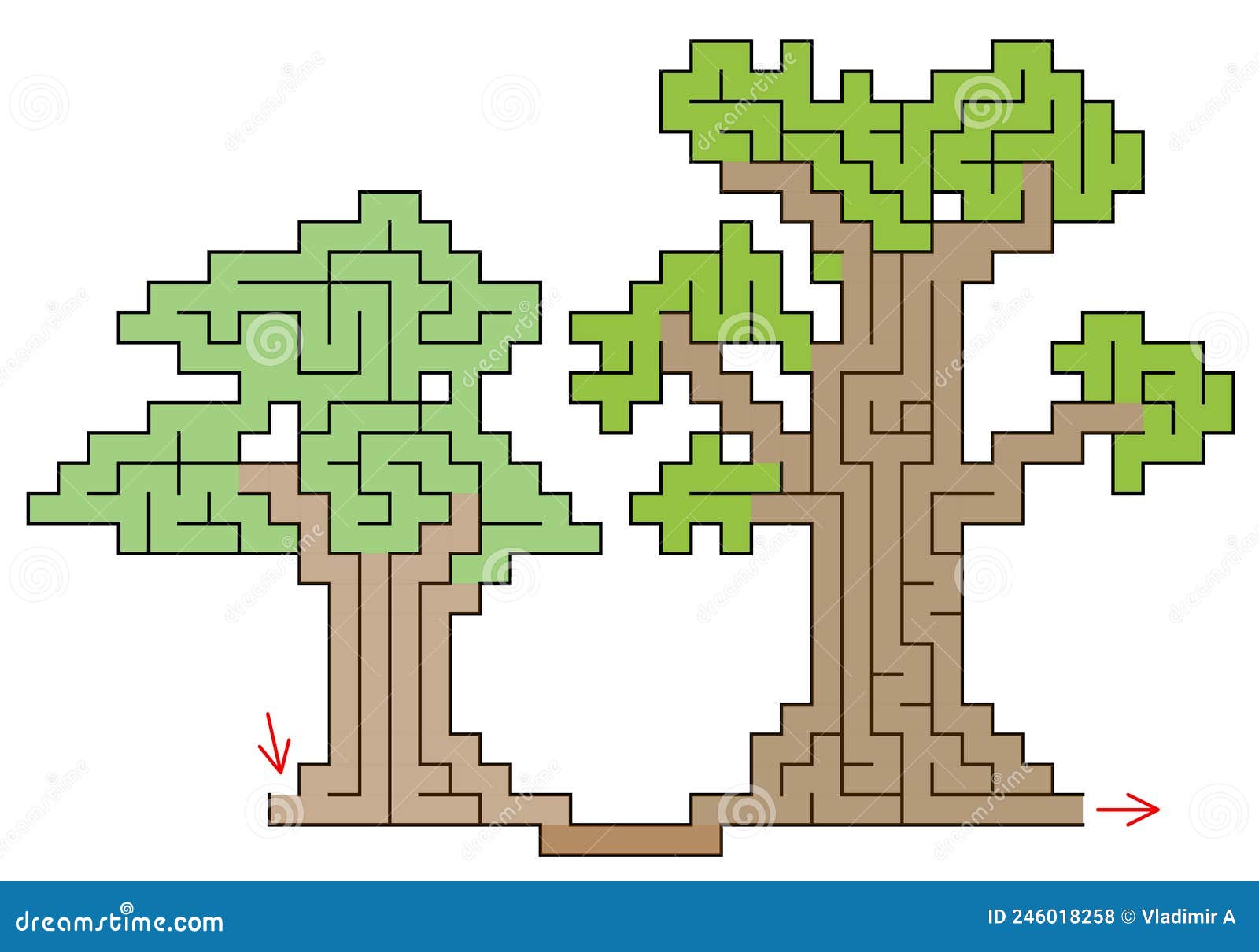 Pixel Art Tree Vector Illustration | CartoonDealer.com #48026634