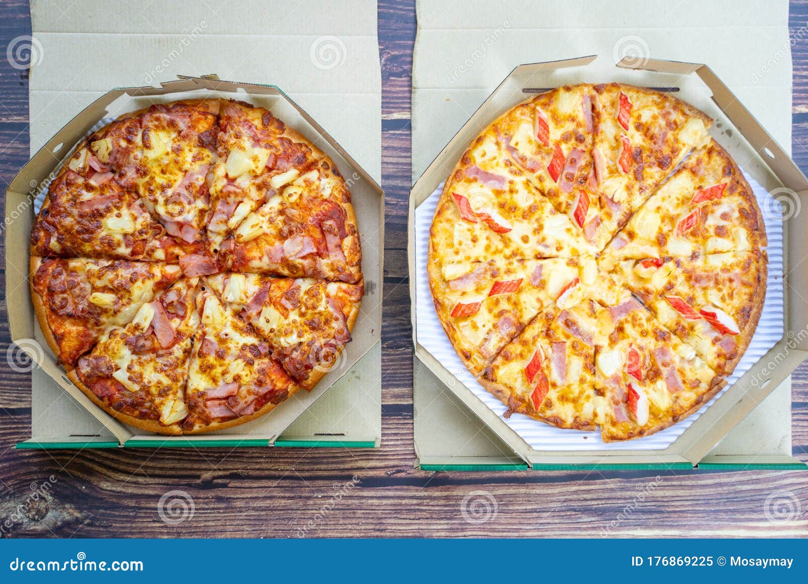 Two Pizza in Boxes for Take Away Stock Image - Image of cooking, sauce ...