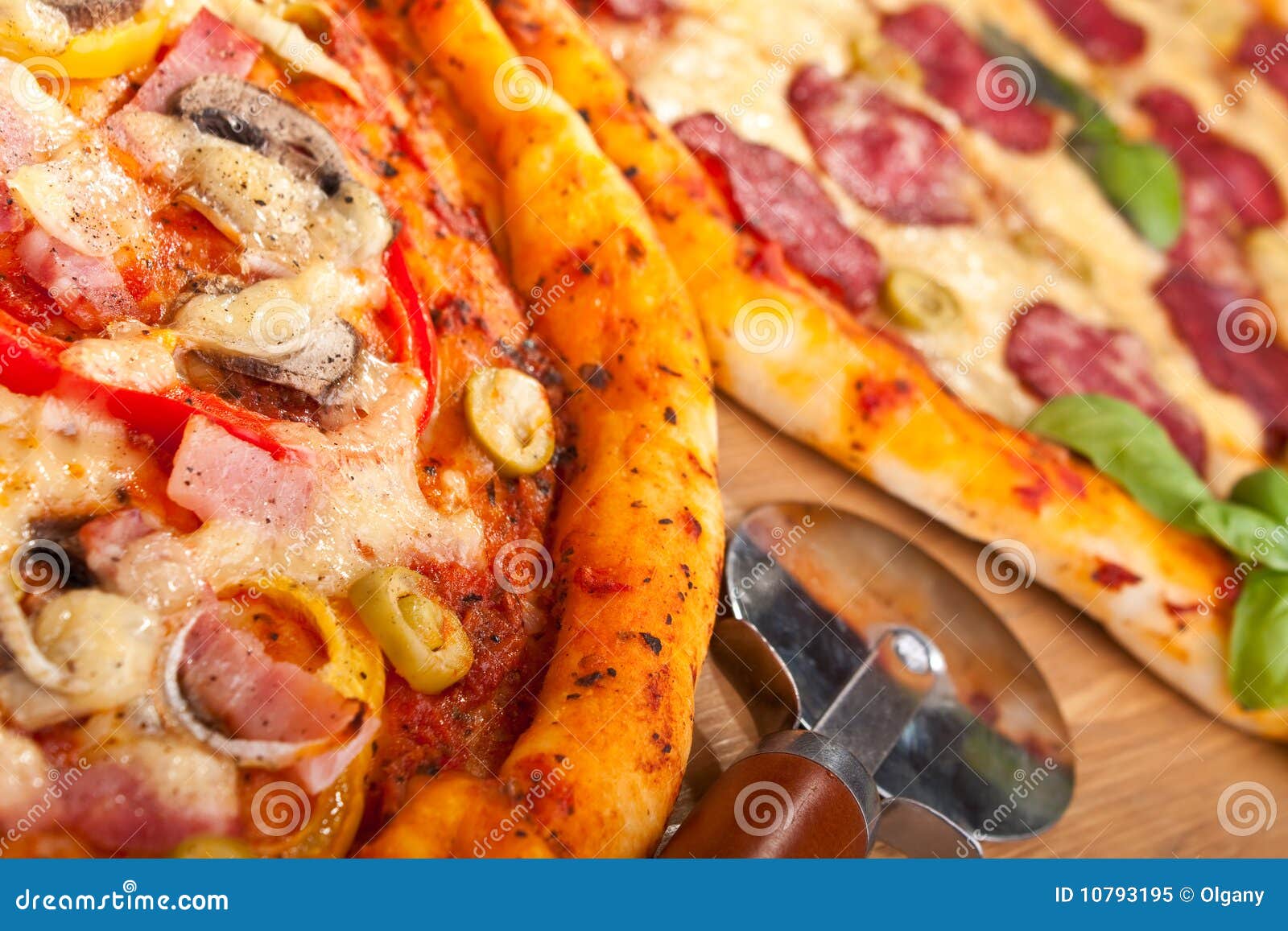 Two pizzas close up stock image. Image of mozzarella - 10793195