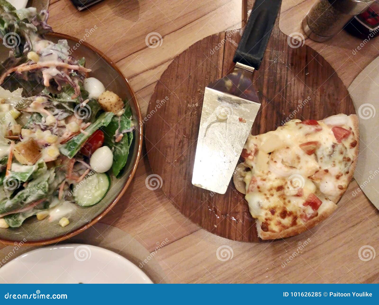 Two Pizzas Slice on Wooden Tray Stock Image - Image of cheese, european ...