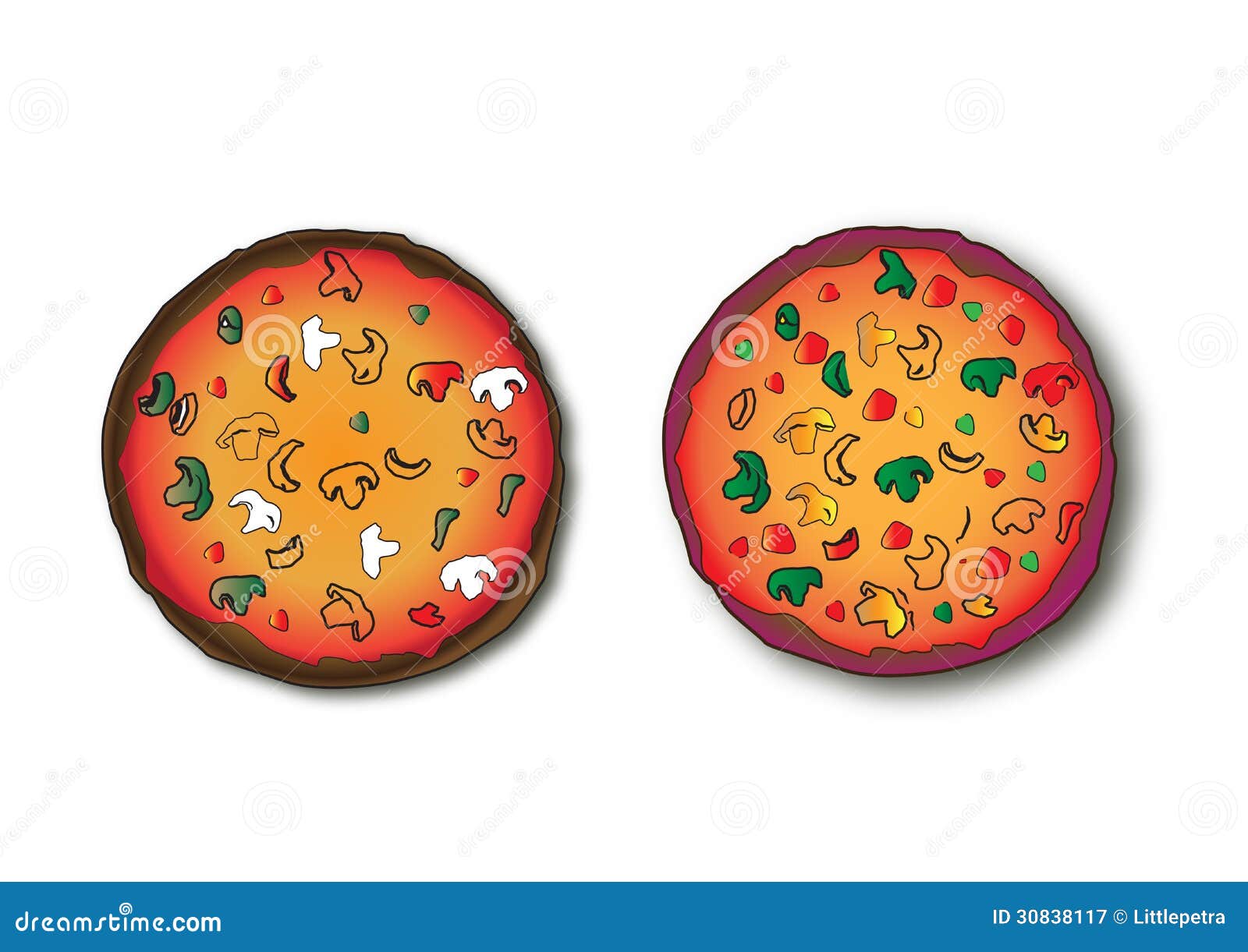 Two pizzas stock illustration. Illustration of bell, green - 30838117