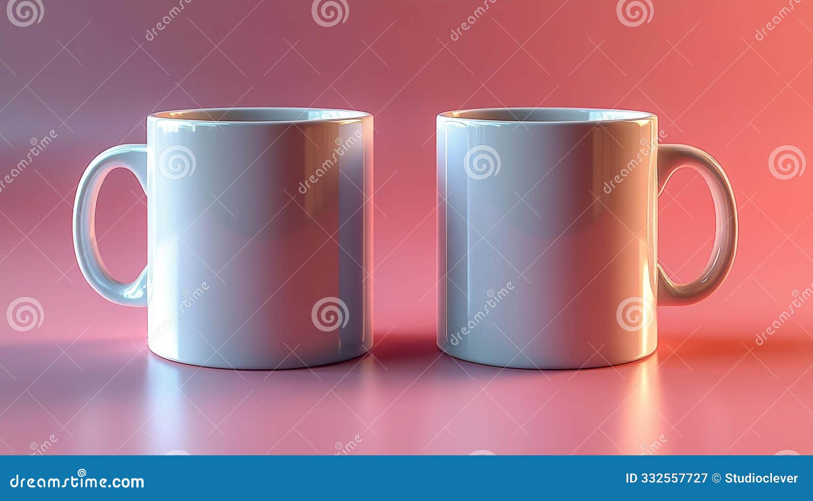 Two Plain White Mugs on a Pink Gradient Background Generative AI Stock ...