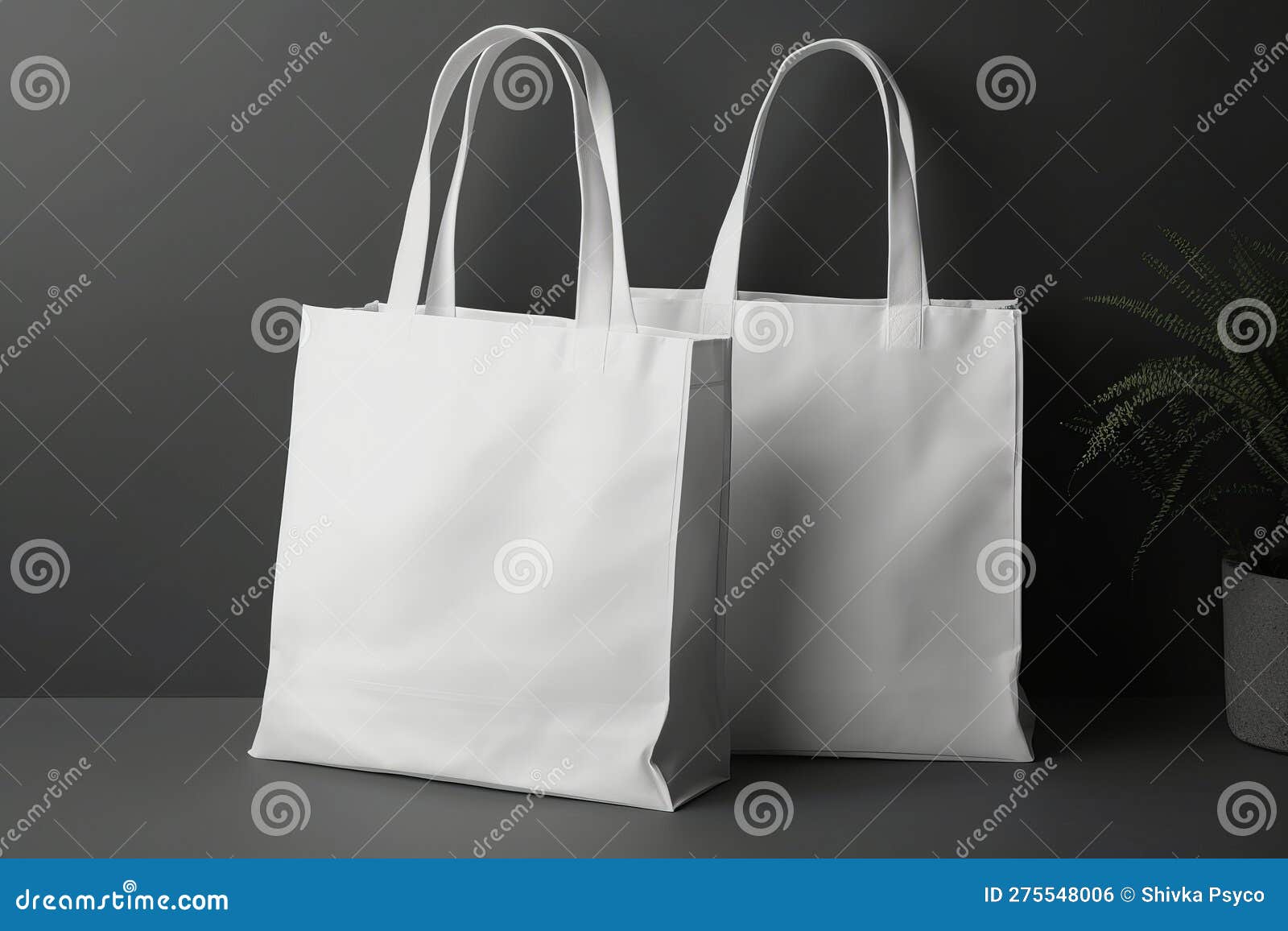 Two Plain White Tote Bag Product Generative AI Stock Illustration ...