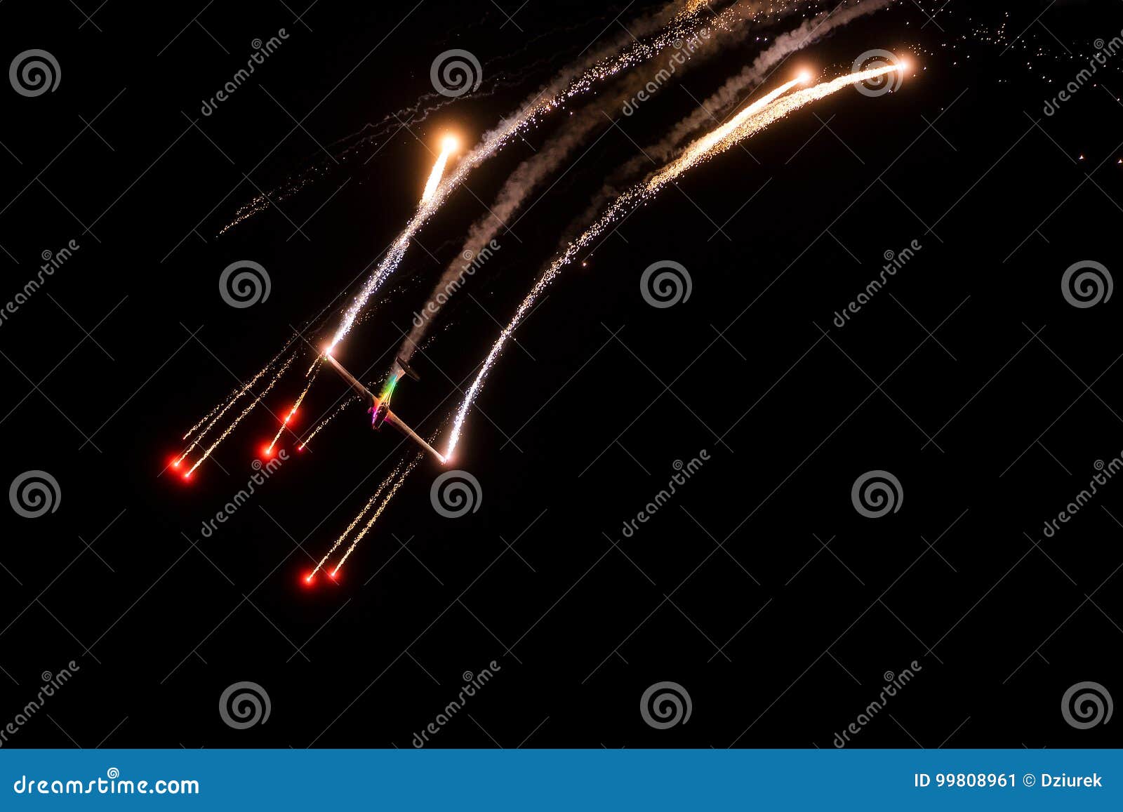 Night airshow stock image. Image of burn, flying, fireworks - 99808961