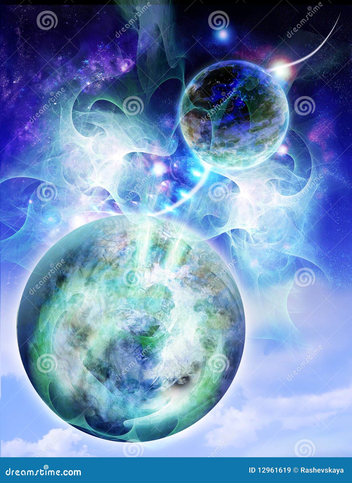 Two planets stock image. Image of galaxy, glowing, deep - 12961619