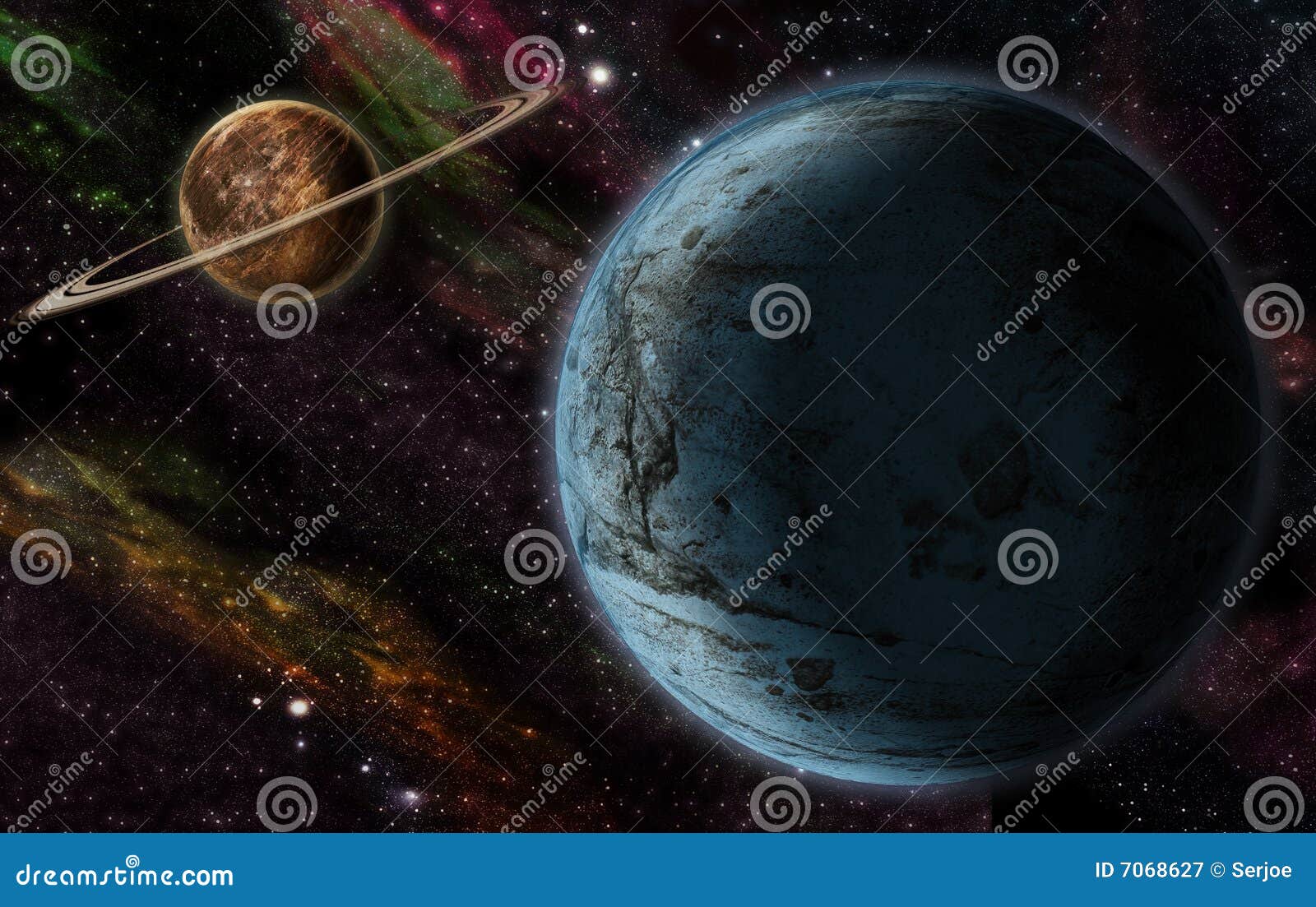 Two planets stock illustration. Illustration of asteroid - 7068627