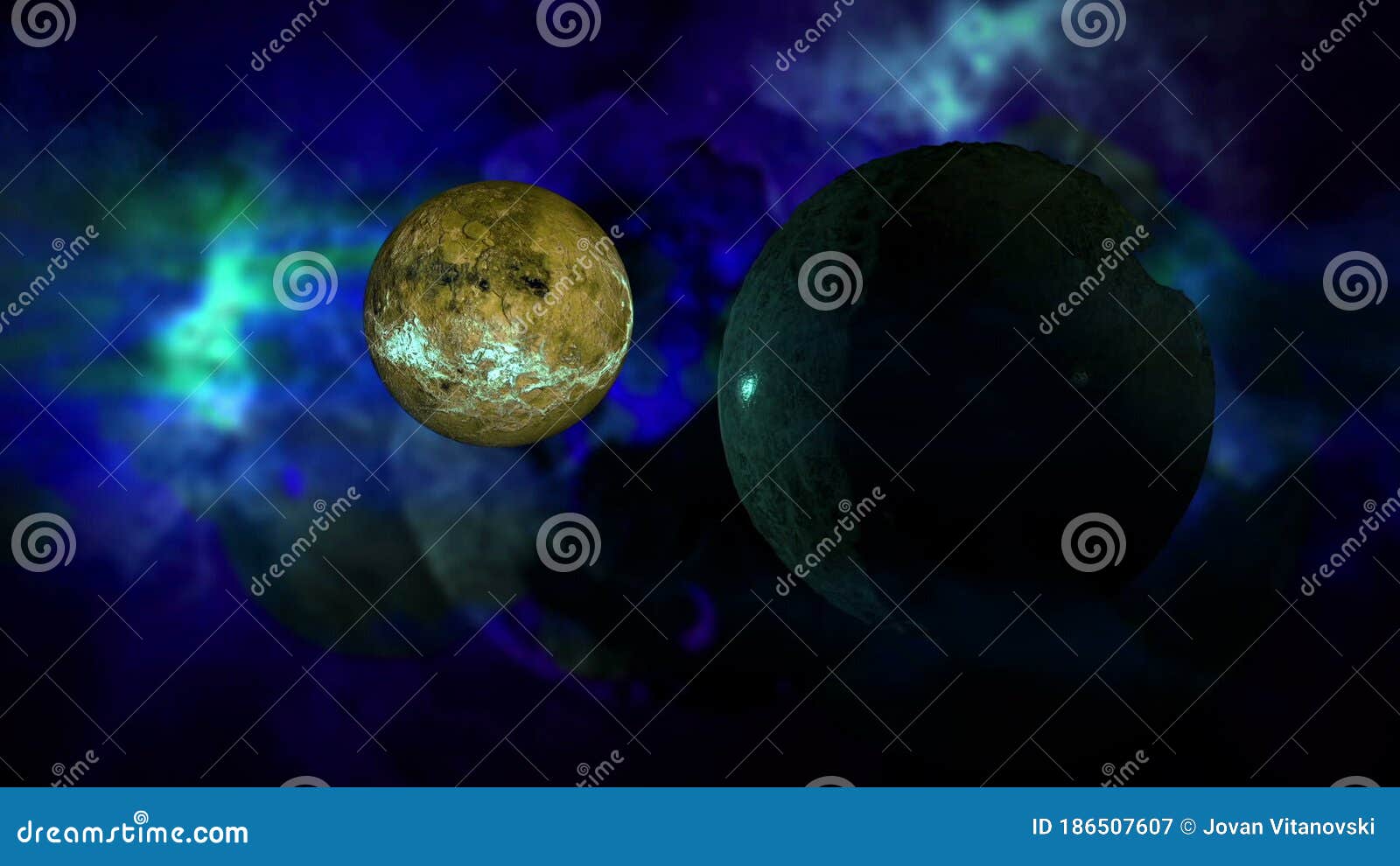 Two Planets Collide stock video. Video of particles - 186507607