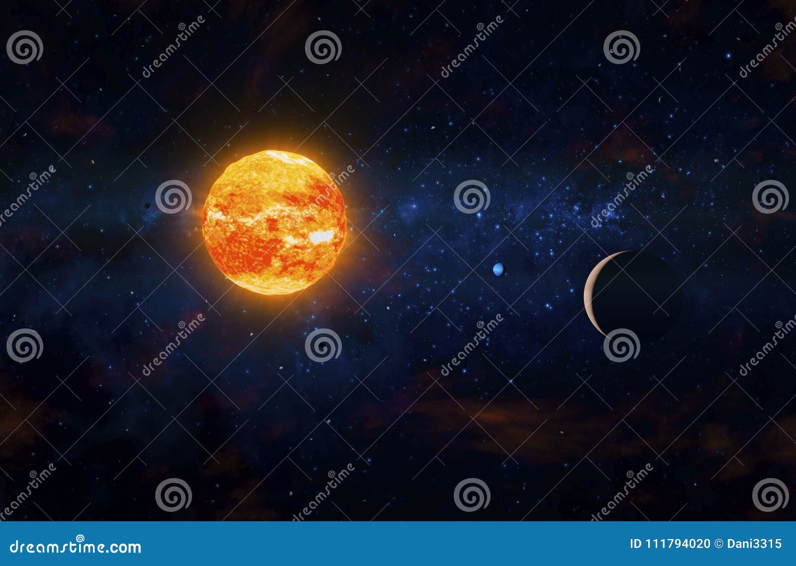 Two Planets Orbiting Nearby Red Giant. Outer Space, Cosmic Art a Stock ... Two Planets Orbiting Nearby Red Giant. Outer Space, Cosmic Art a Stock ...