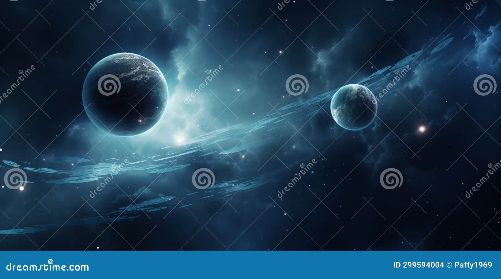 Two planets in space stock photo. Image of galaxies - 299594004