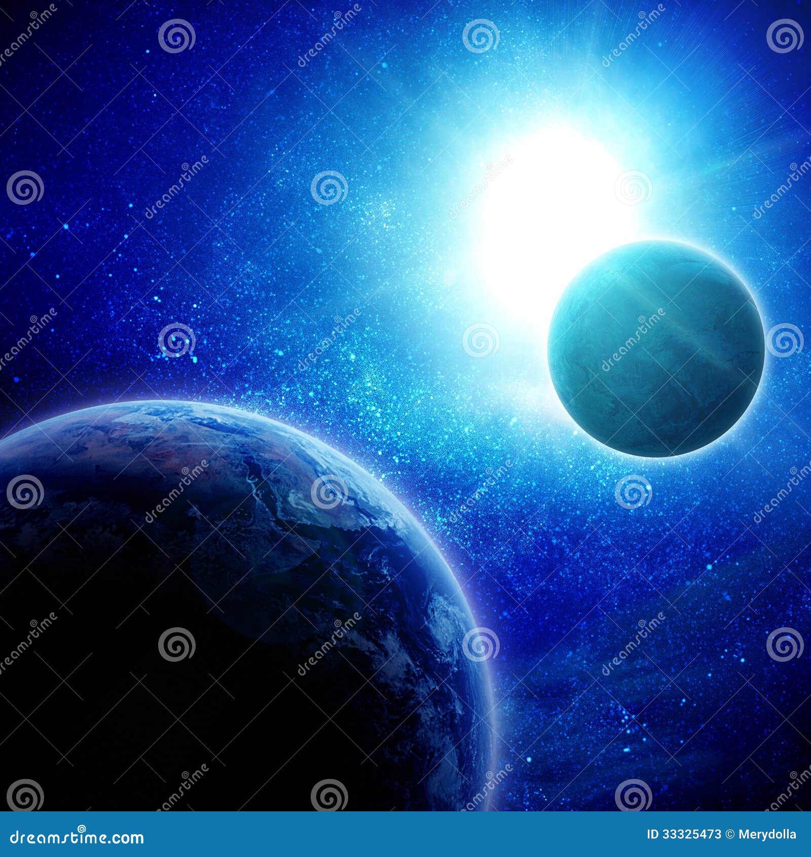 Two planets in space stock illustration. Illustration of science - 33325473