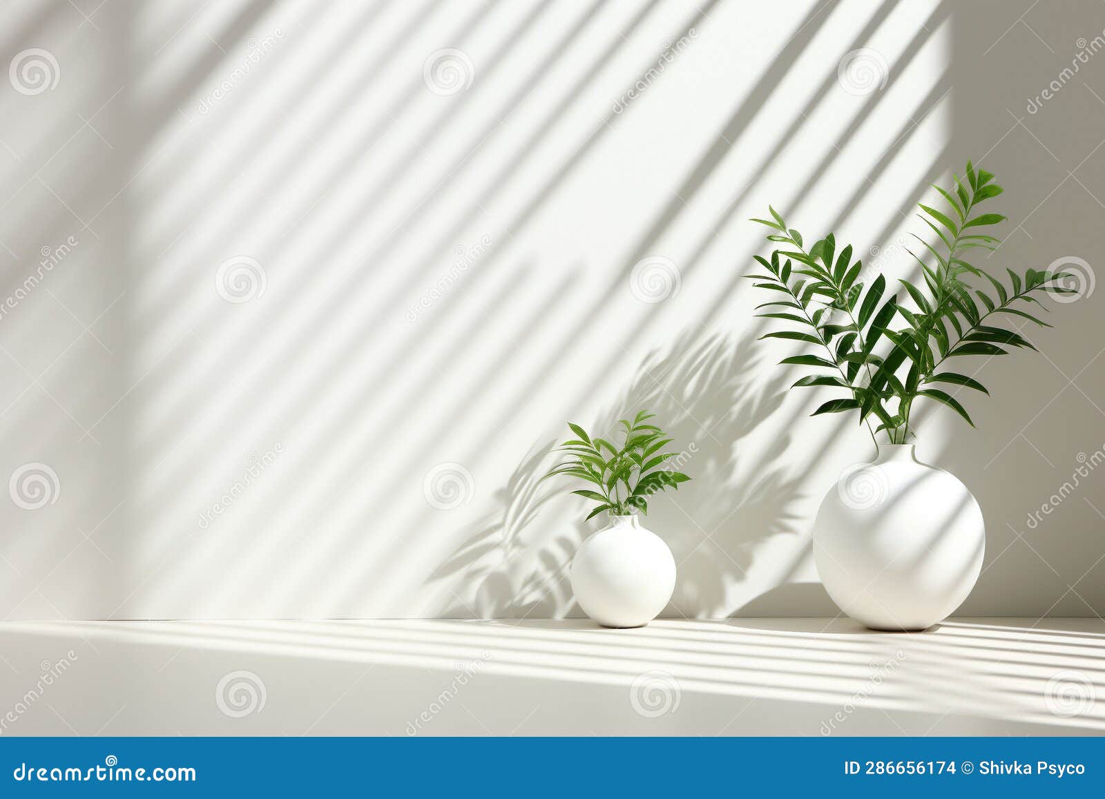 Two Plant in White Pot with White Floor and Walls Generative AI Stock ...