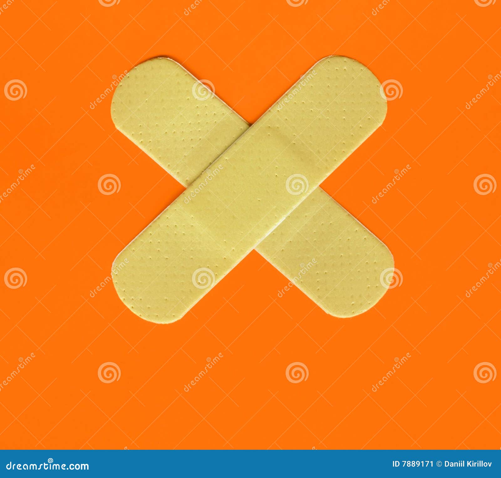 Two Plasters Forming A Cross On Orange Picture. Image: 7889171