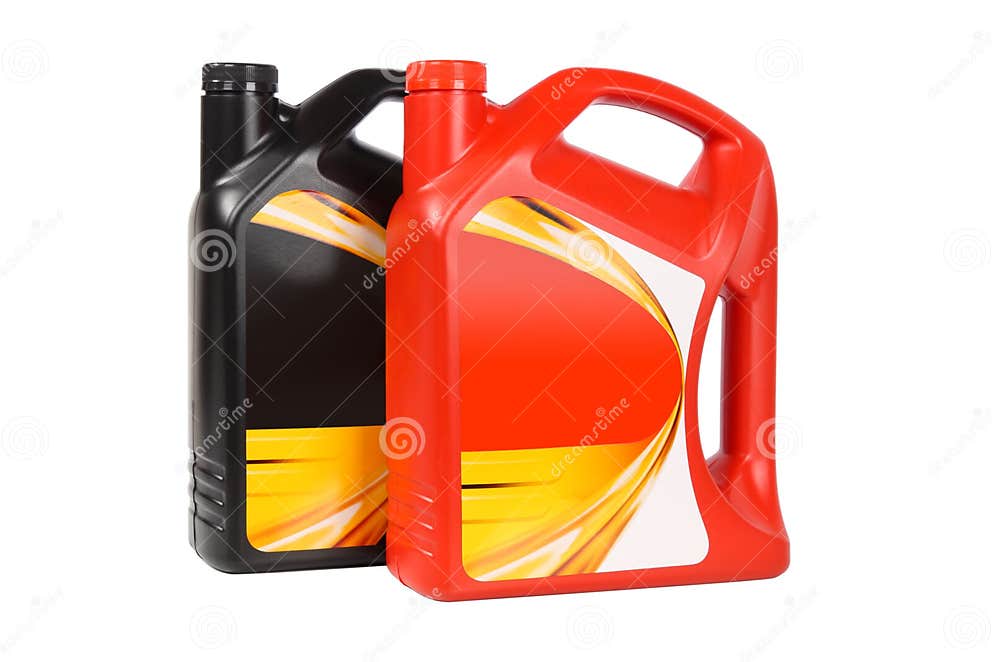 Two Plastic Bottle of Engine Oil Stock Image - Image of label ...