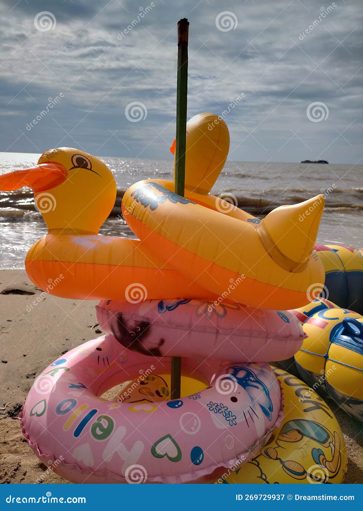 Only Two Plastic Ducks in the Beach No Anyoone Stock Image - Image of ...
