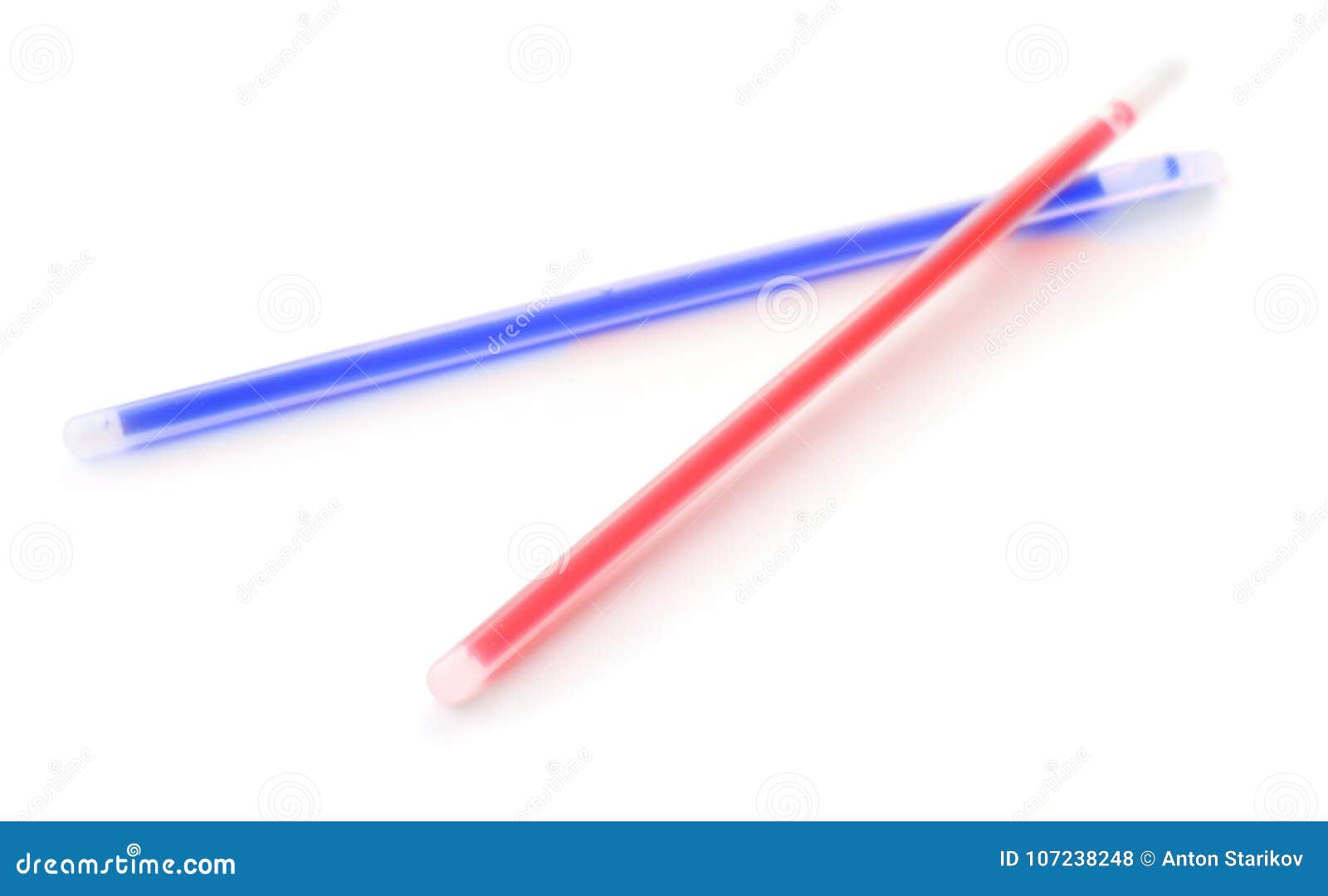 Two plastic glow sticks stock photo. Image of blue, glowing - 107238248