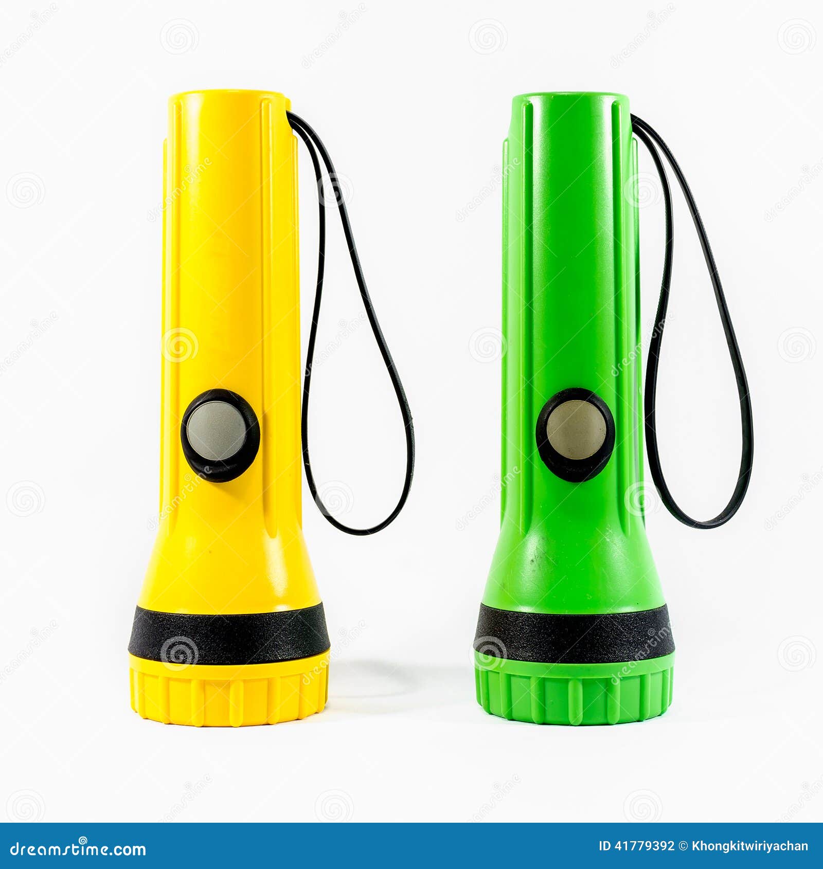 Two of Plastic Torch Flashlight Isolated on White Stock Photo - Image ...