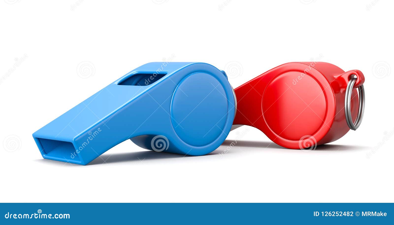 Plastic Whistles Alarms At Sporting Events Set Included 3d Illustration ...