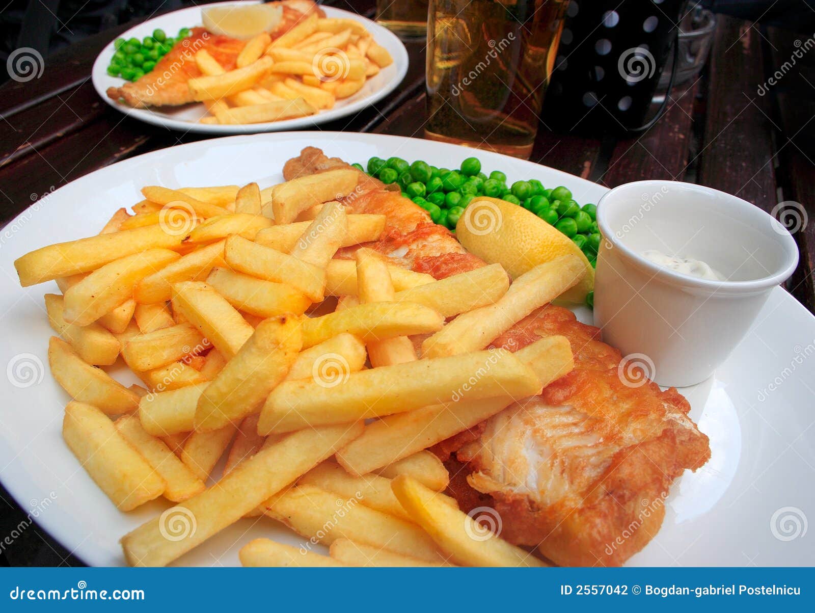 Two Plates with Fish and Chips Stock Photo - Image of main, gourmet ...