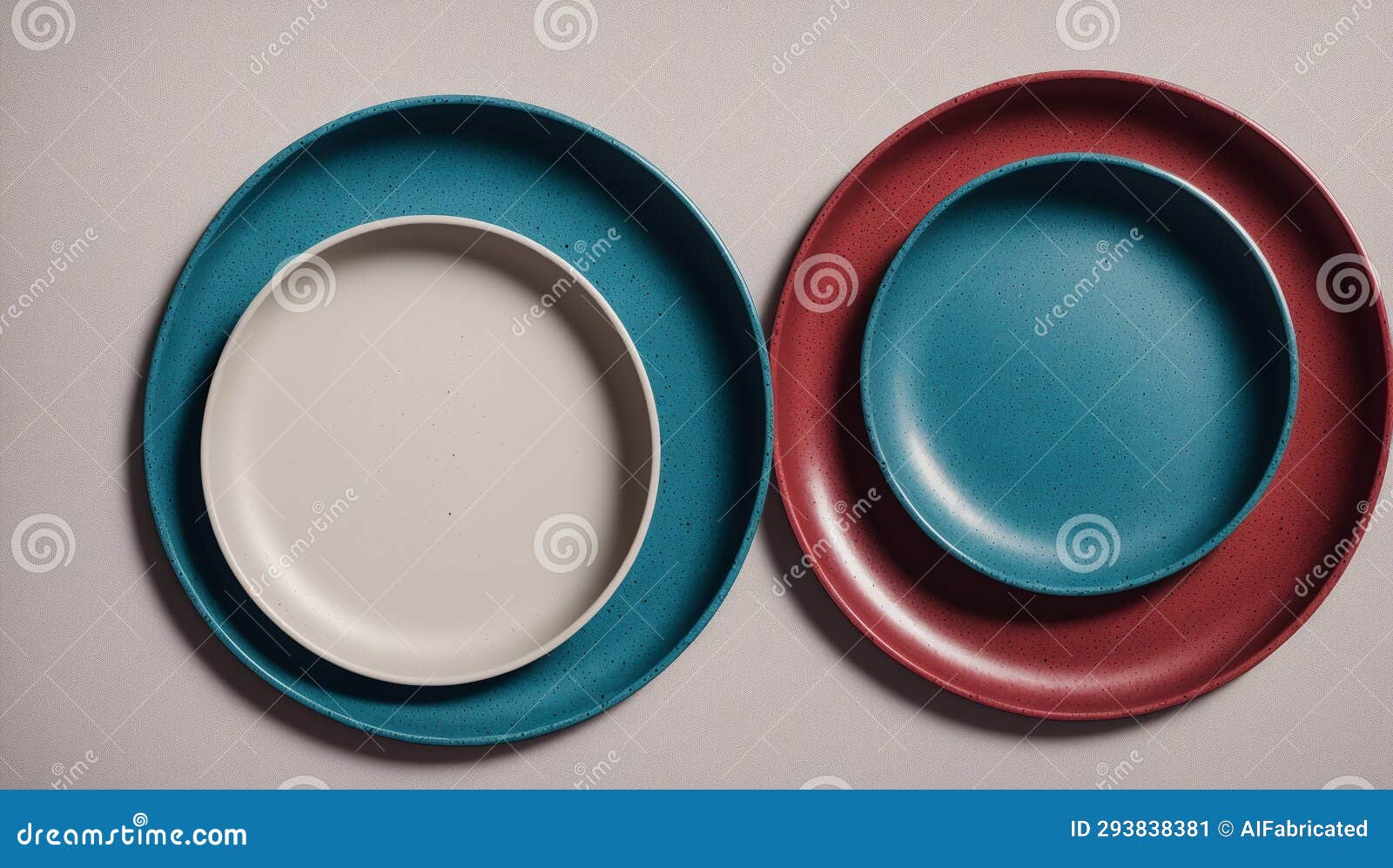 Two Plates with Red and Blue Rims Stock Illustration - Illustration of ...