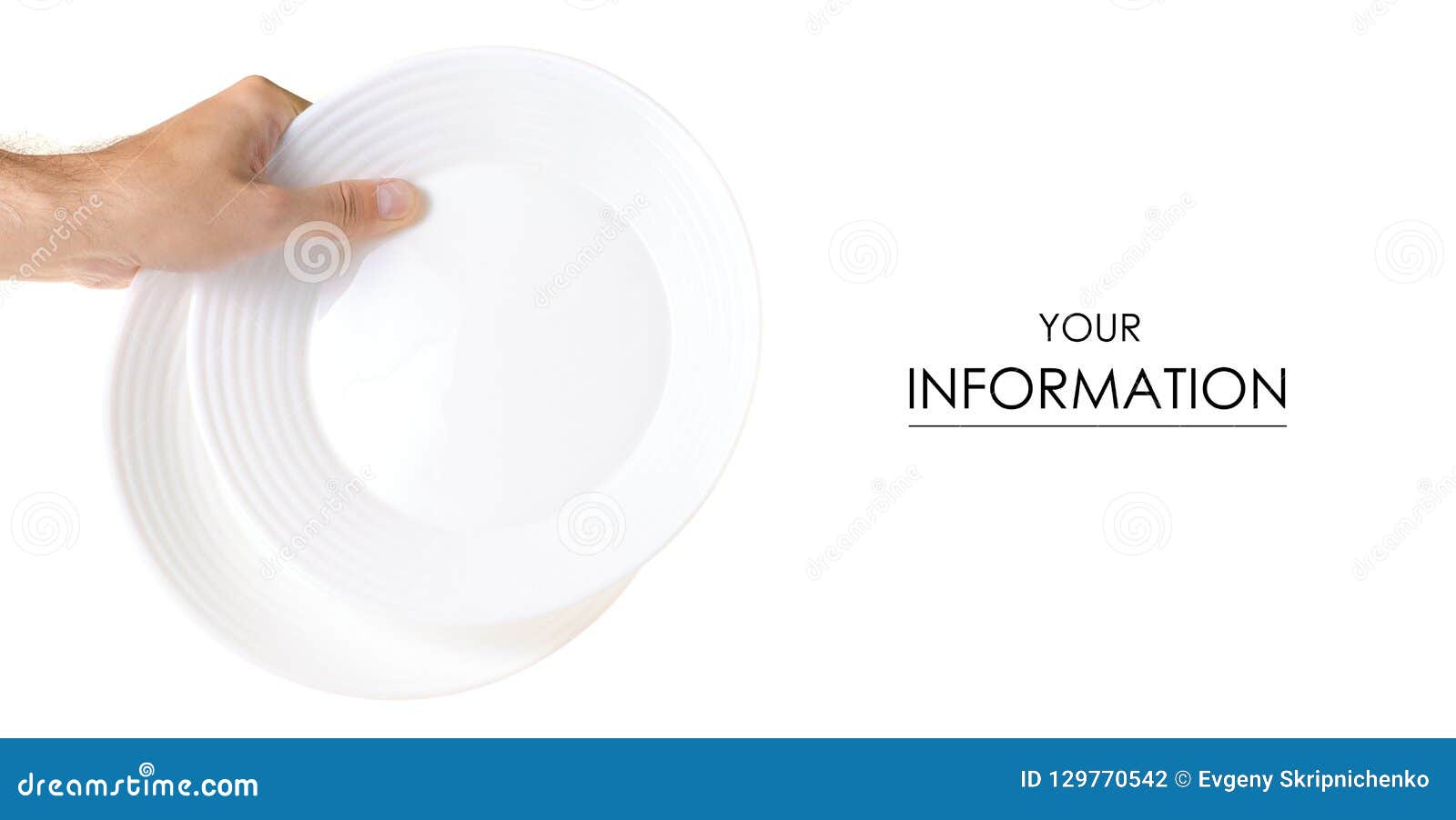 Two Plates White in a Hand Pattern Stock Photo - Image of elegant ...