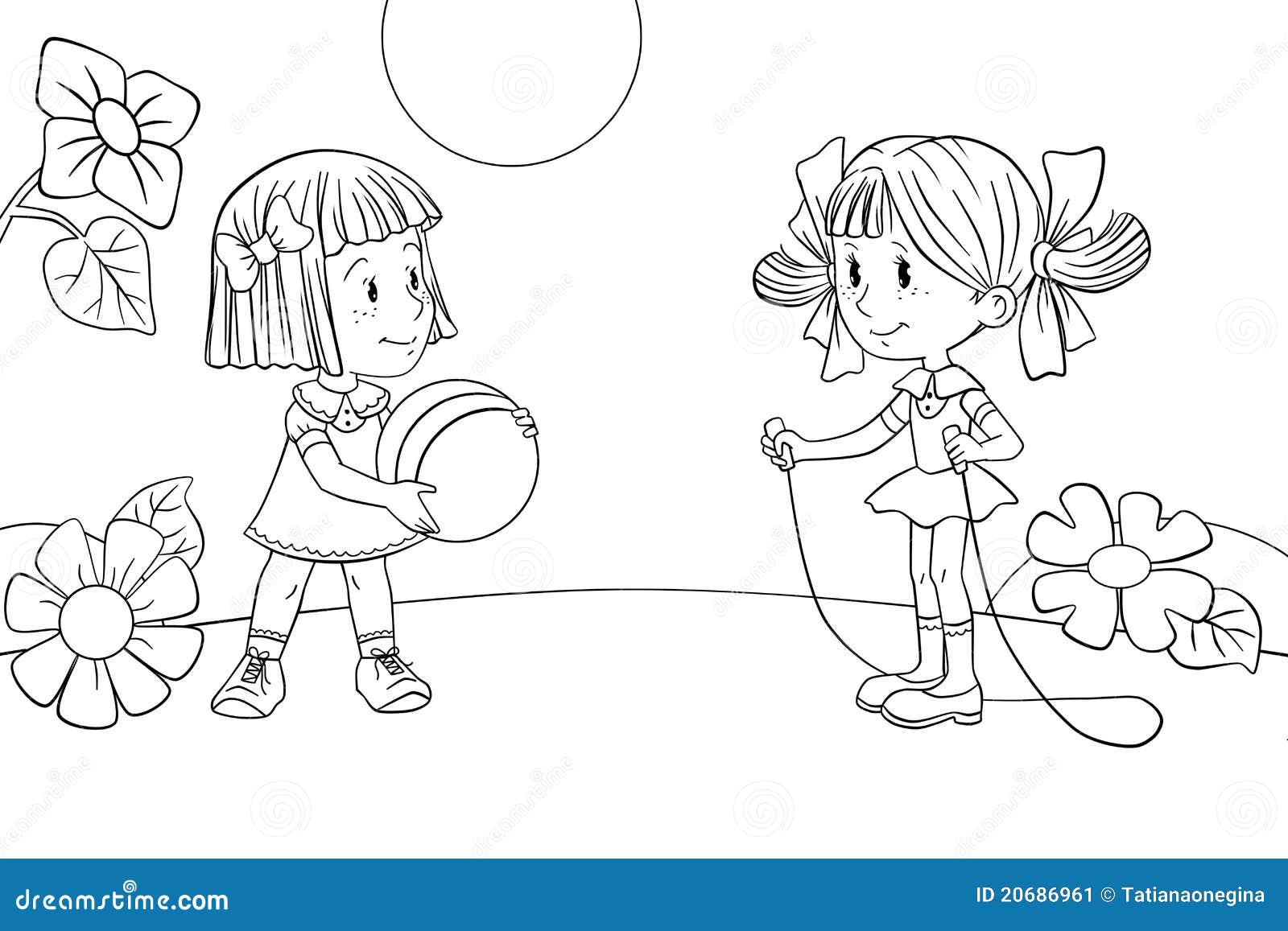 Two playing girls stock illustration. Illustration of together - 20686961