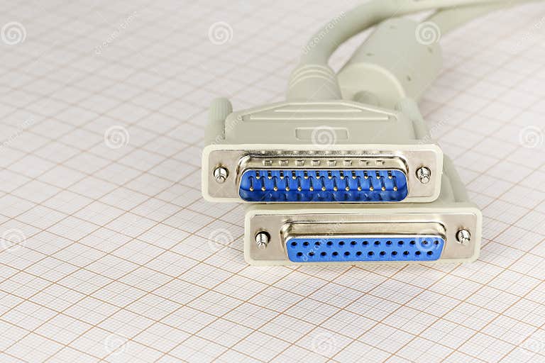 Two Plugs of LPT Computer Cable Stock Image - Image of line ...