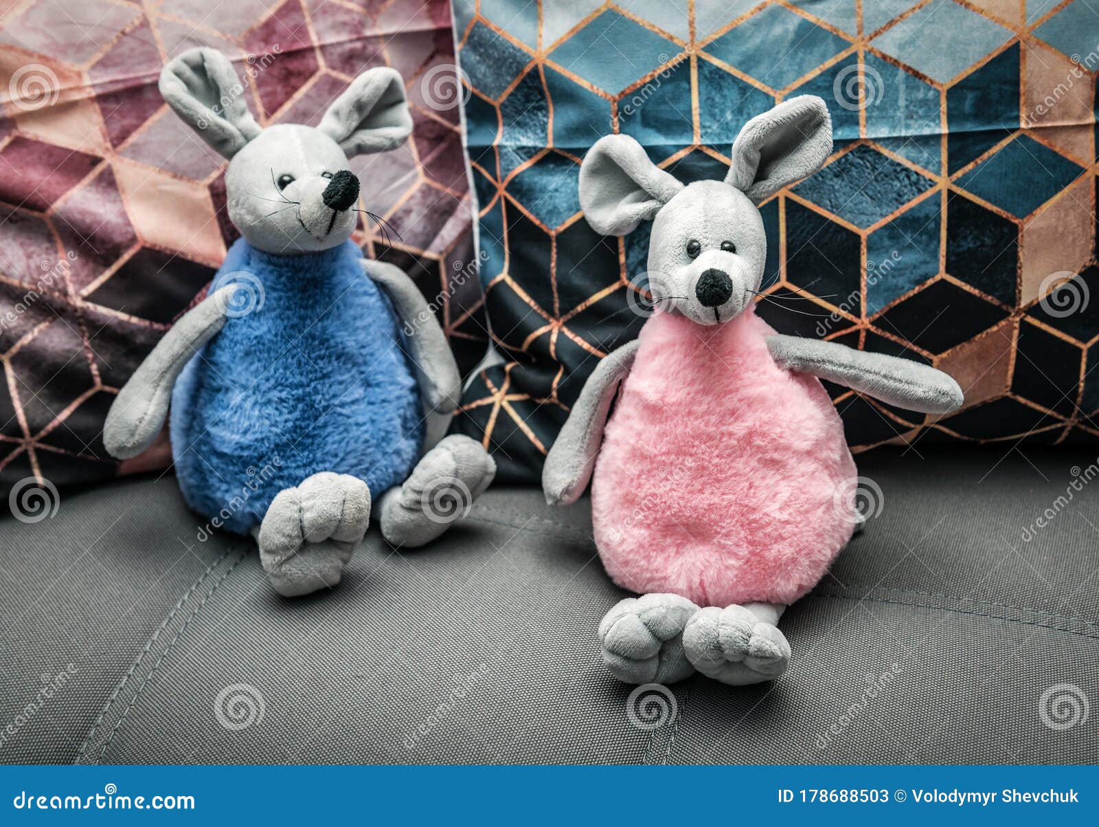 Two plush mice toys stock image. Image of animal, cute - 178688503