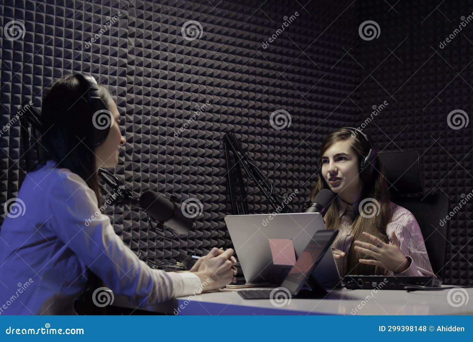 Podcast Conversation in Sound-Proof Studio Stock Photo - Image of ...