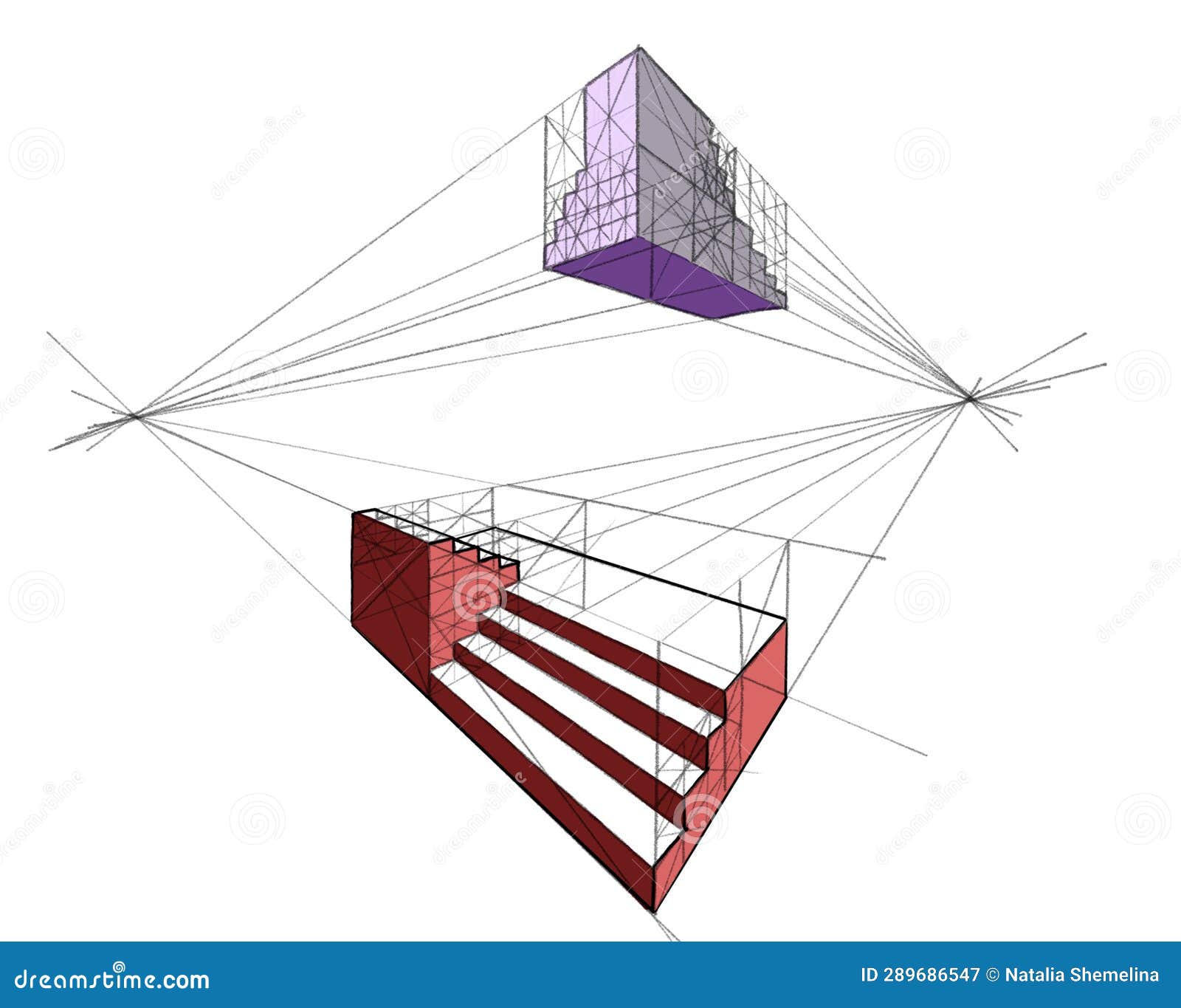 Two Point Perspective. Visual Material for Art Students Stock ...