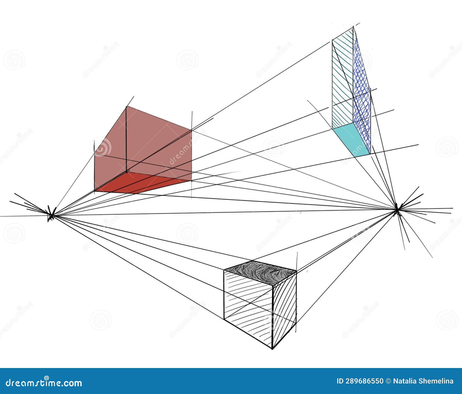 Two Point Perspective. Visual Material for Art Students Stock ...