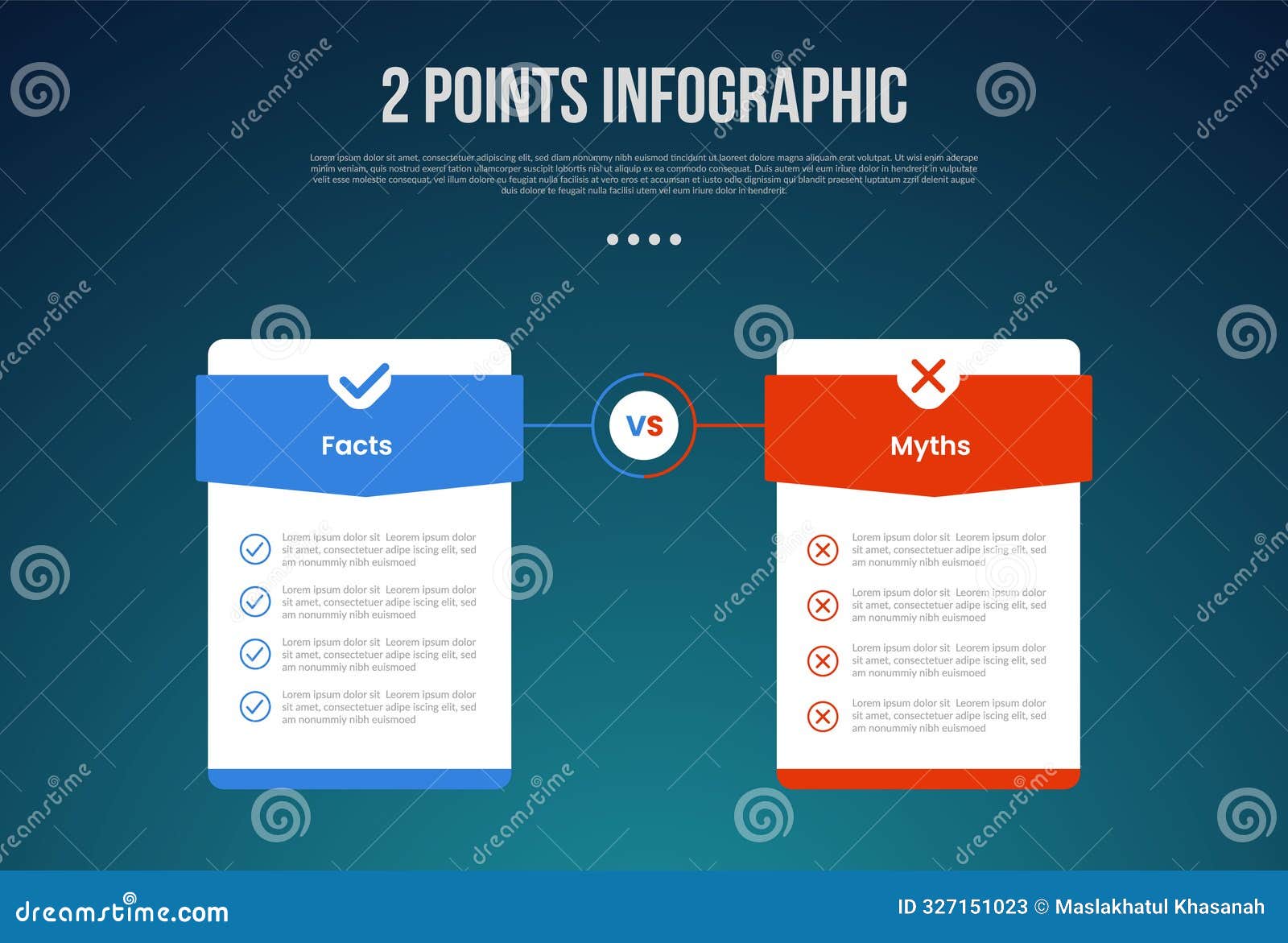 2 or Two Point Template Comparison Versus Things in Infographic with ...
