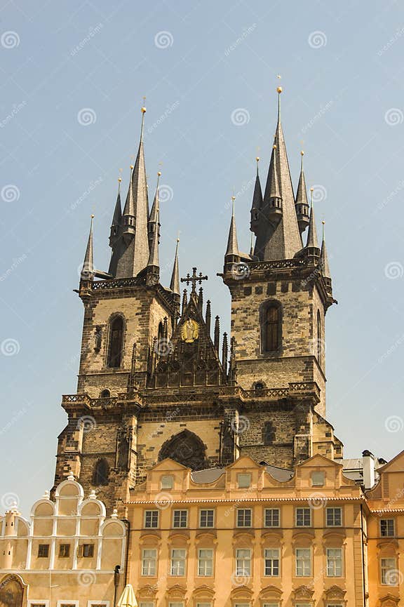 Two pointed towers stock photo. Image of style, history - 59594230
