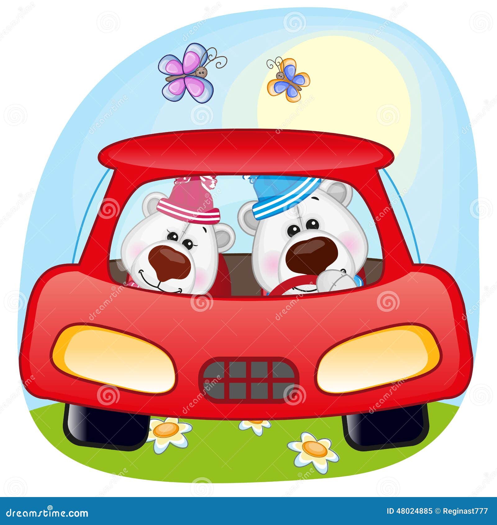 Two Polar Bears in a car stock vector. Illustration of illustrations ...