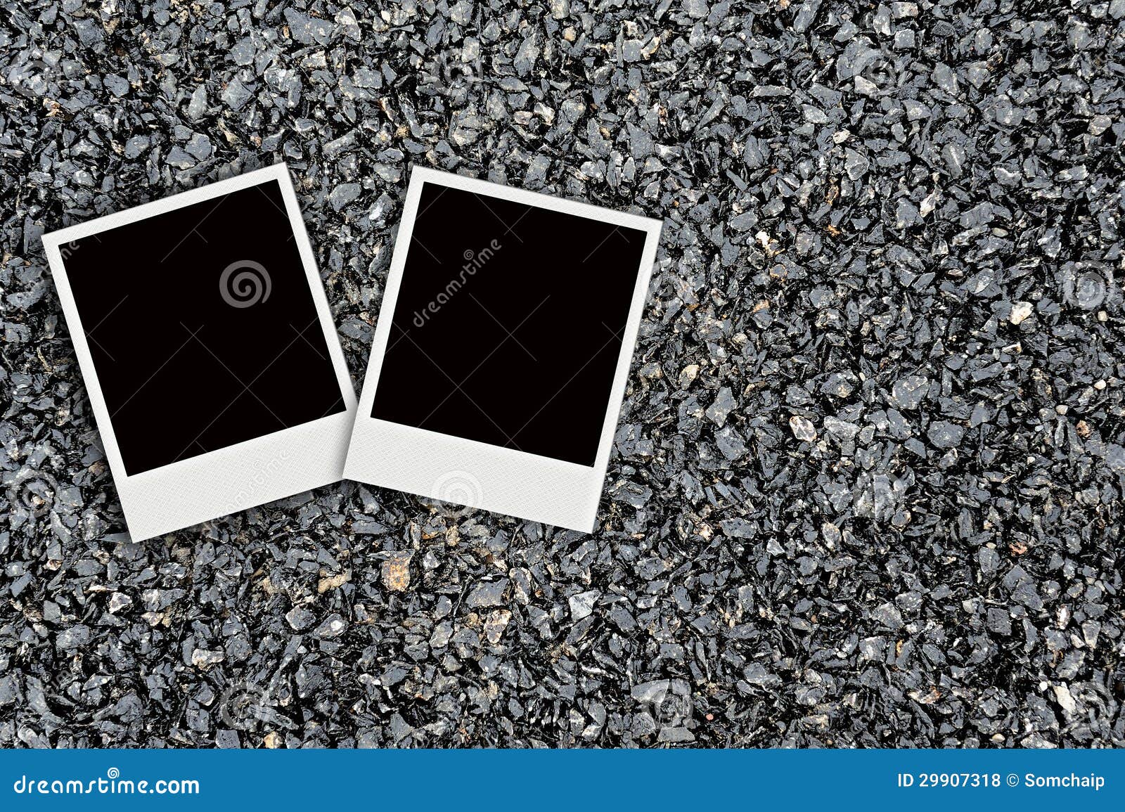 Two Polaroid on Asphalt Texture Stock Photo - Image of pattern, space ...