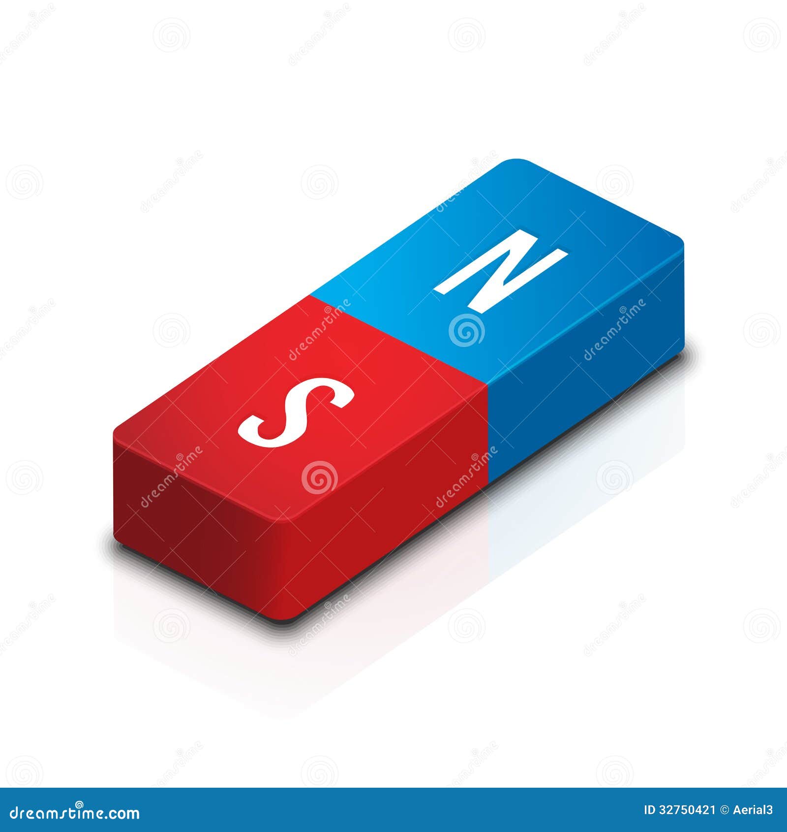 Two Pole Magnet with Reflection on White Stock Vector - Illustration of ...