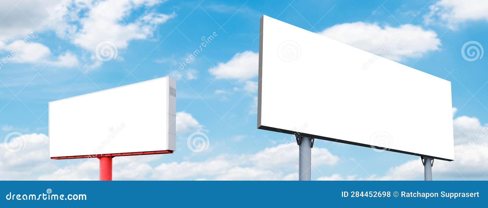Two Pole Outdoor Billboard with Blue Sky Background Stock Photo - Image ...