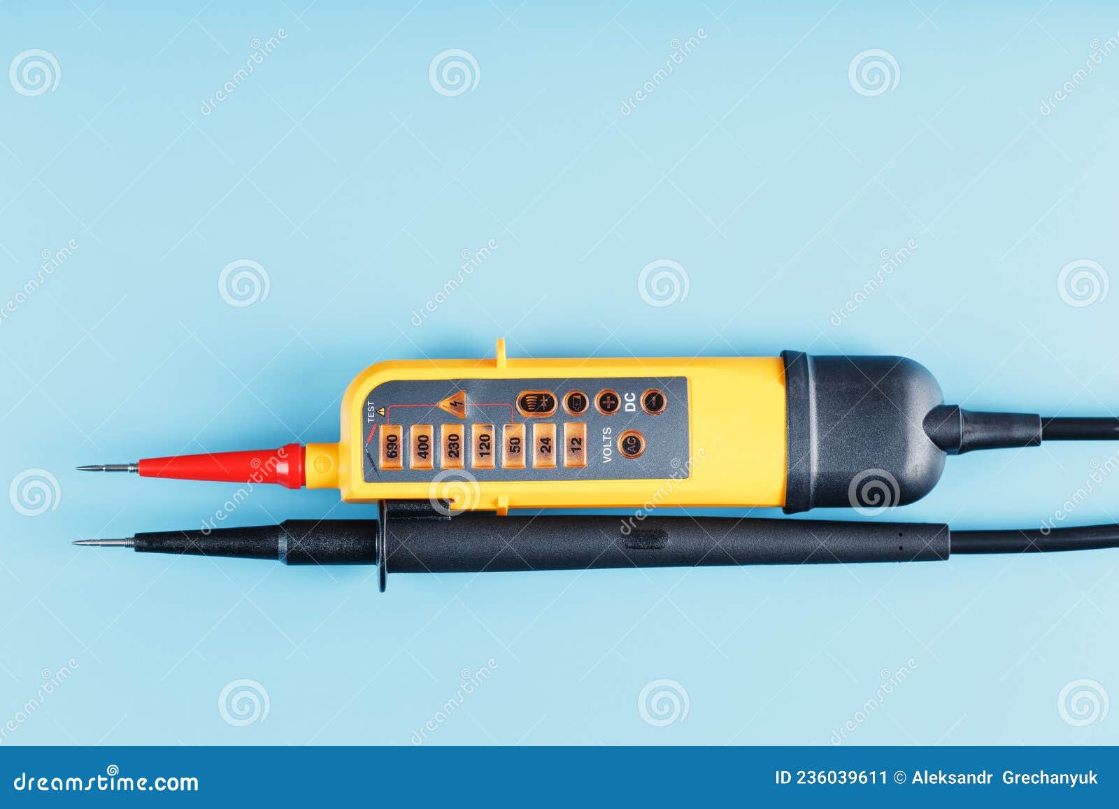 Two-pole Voltage Indicator Close-up on a Blue Background. Stock Image ...
