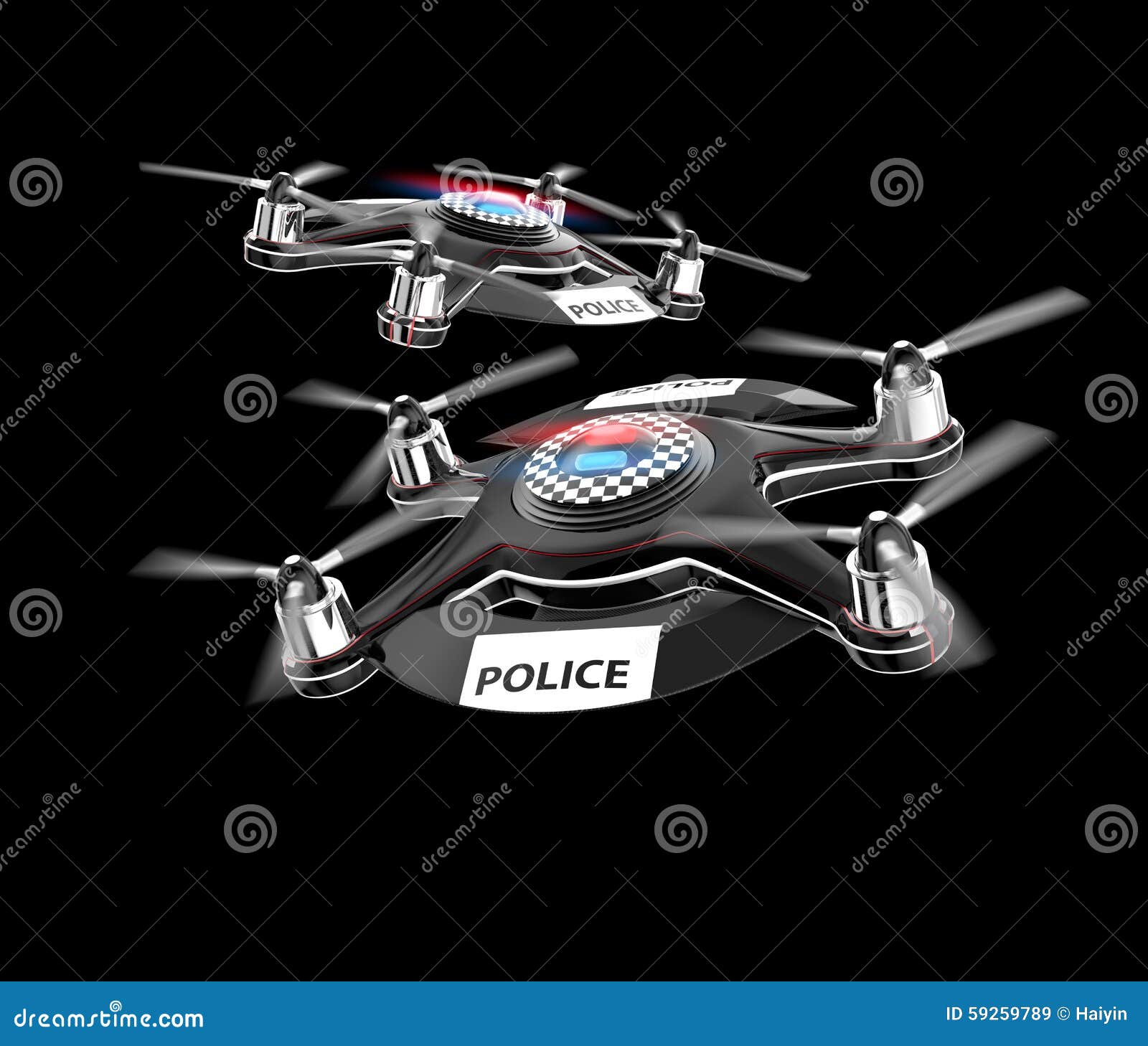 Two Police Drones Isolate On White Background. Stock Photography ...