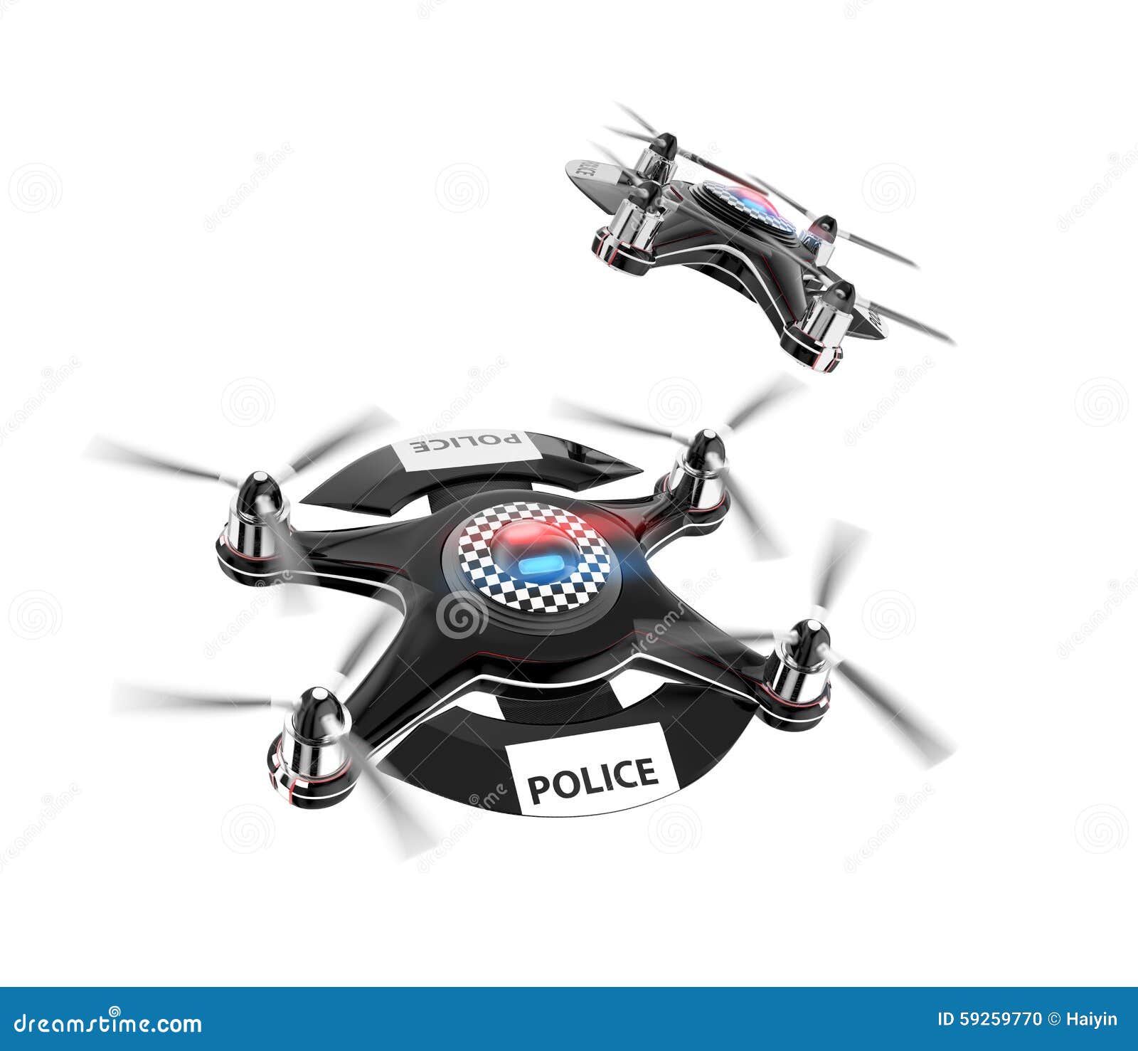 Two Police Drones Isolate On White Background. Stock Photography ...