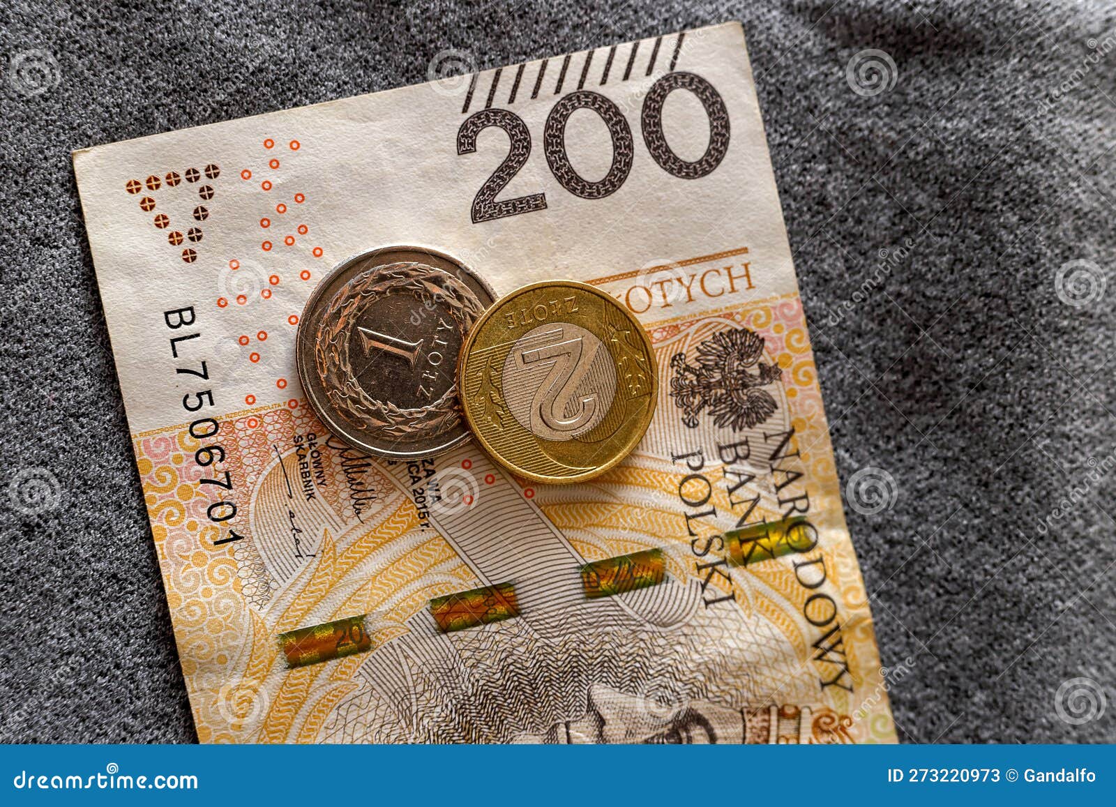 Two Polish Coins Lying on a Banknote Stock Image - Image of money ...