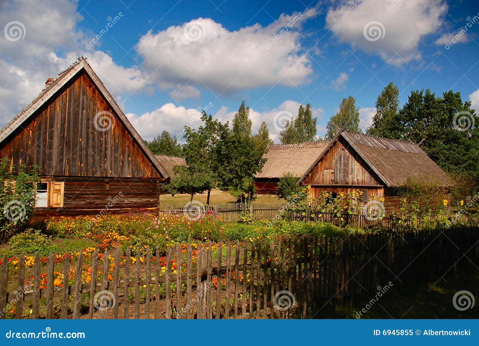 Two Polish Old Cottages on Polish Countryside Stock Image - Image of ...