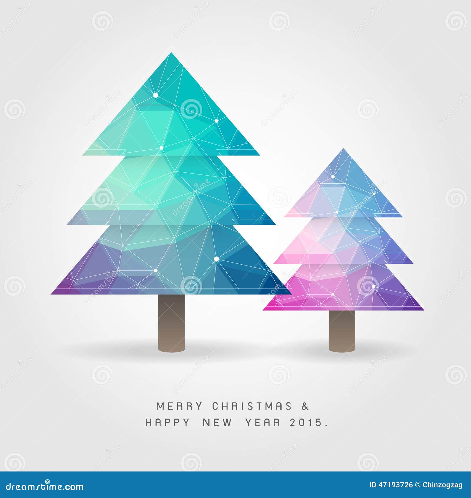 Two Polygon Christmas Tree on Merry Christmas and Happy New Year Stock ...
