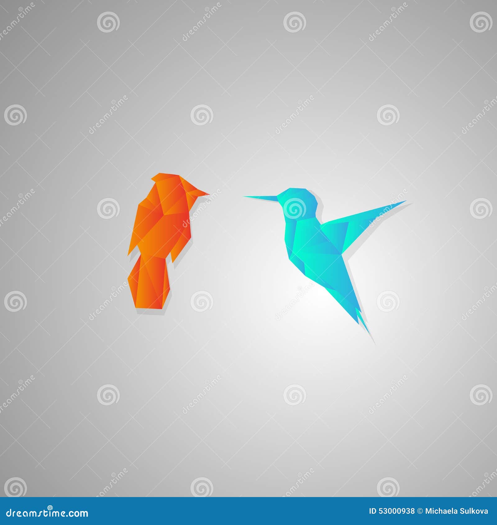 Two Polygonal Geometric Birds Illustration Stock Illustration ...