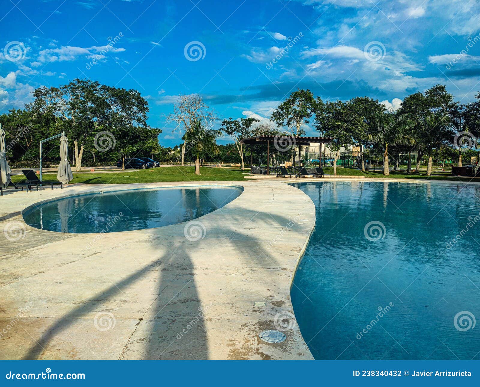 Two Pools and Terrace Inside a Private Residential Stock Photo - Image ...