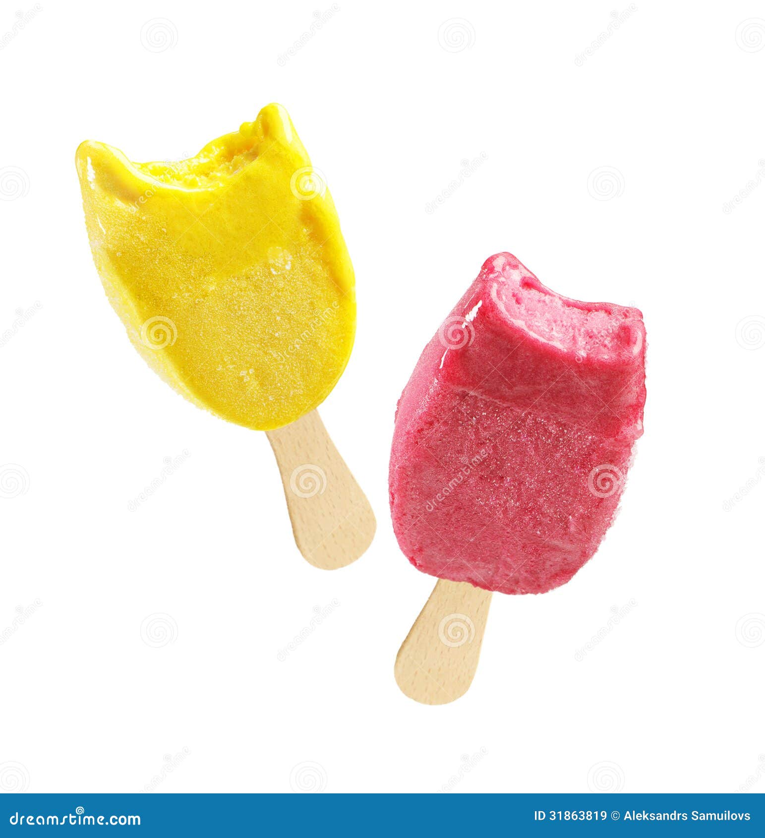 Two popsicle stock image. Image of treat, yellow, frost - 31863819