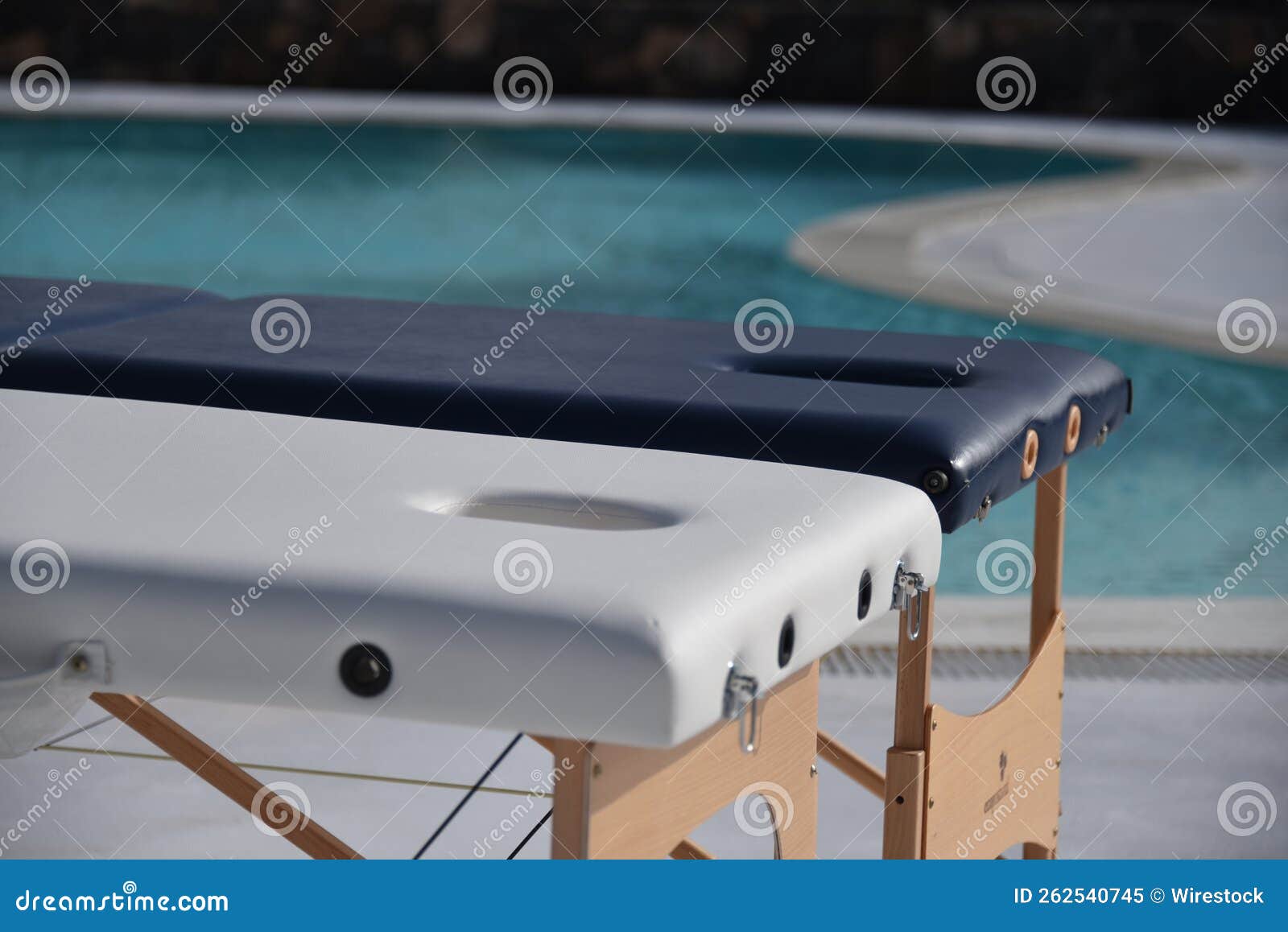 Portable Massage Tables on the Poolside Stock Image - Image of tables ...