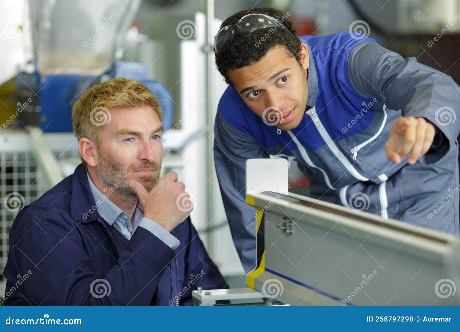 Two Positive Workmen Work Looking at Pvc Windows Factory Stock Photo ...