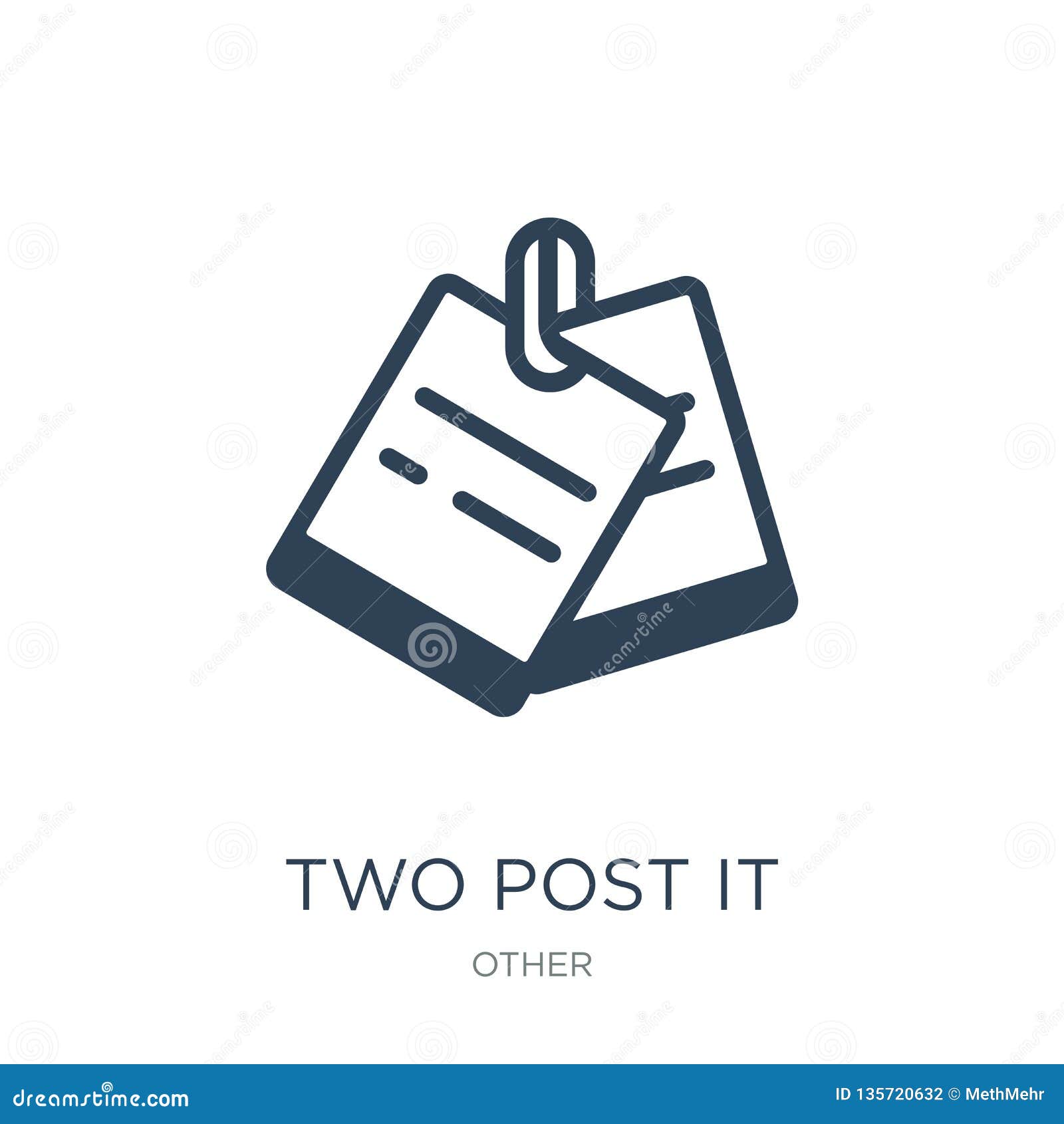 Two Post it Icon in Trendy Design Style. Two Post it Icon Isolated on ...