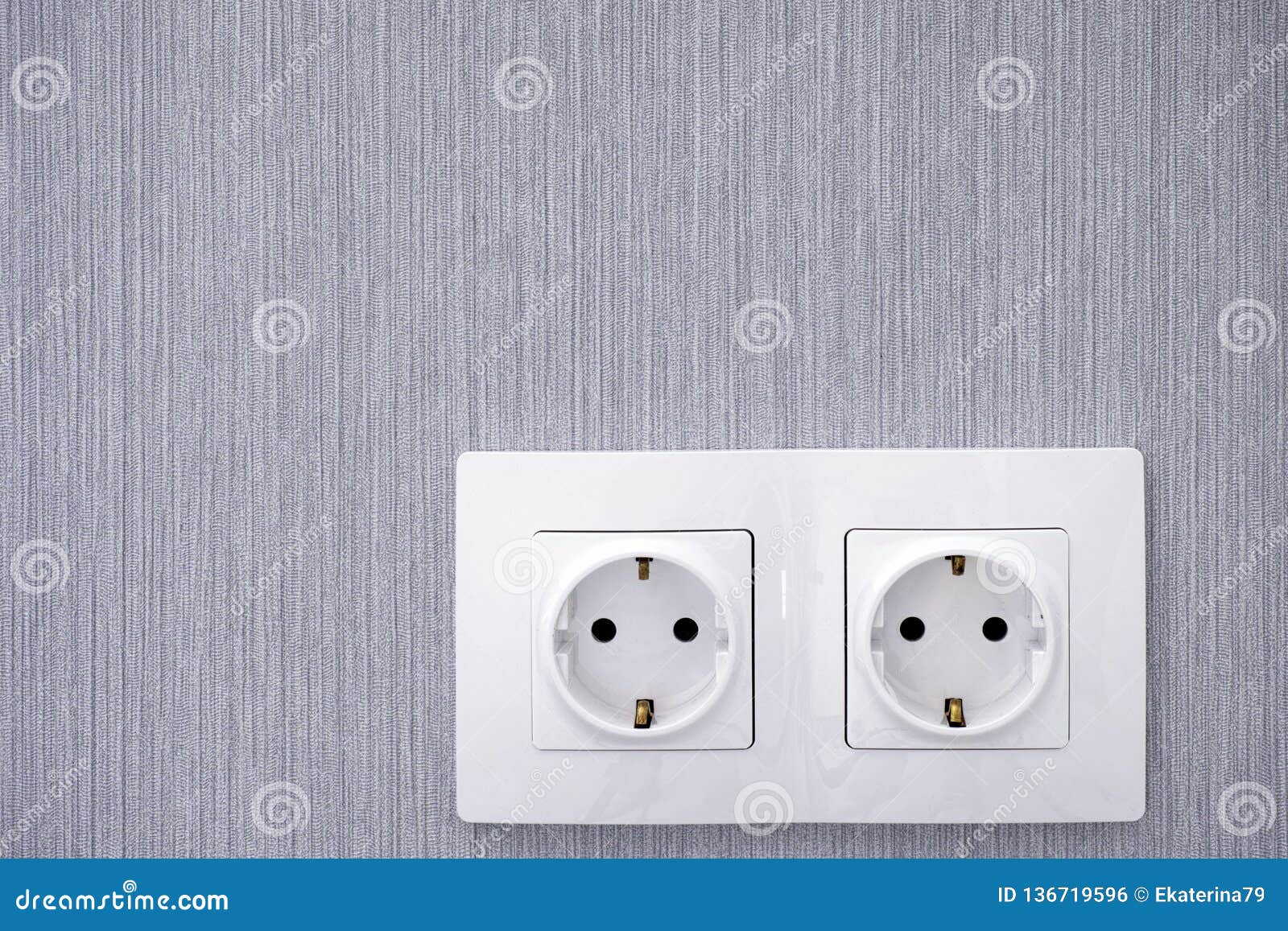 Two Power Sockets on Gray Wall Stock Photo - Image of hole, outlet ...